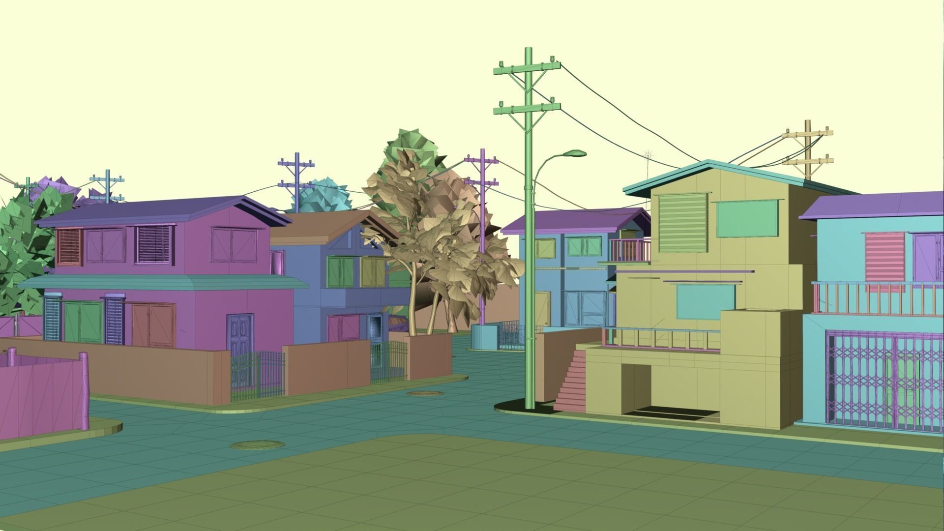 3D model Japanese Residential Neighborhood VR / AR / low-poly | CGTrader
