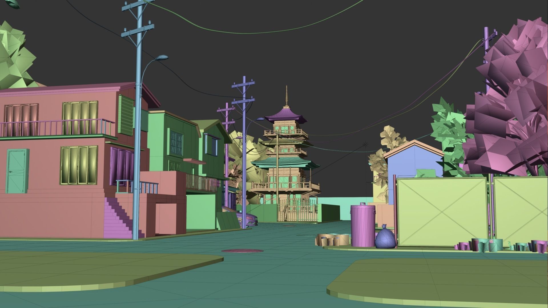 3D model Japanese Residential Neighborhood VR / AR / low-poly | CGTrader
