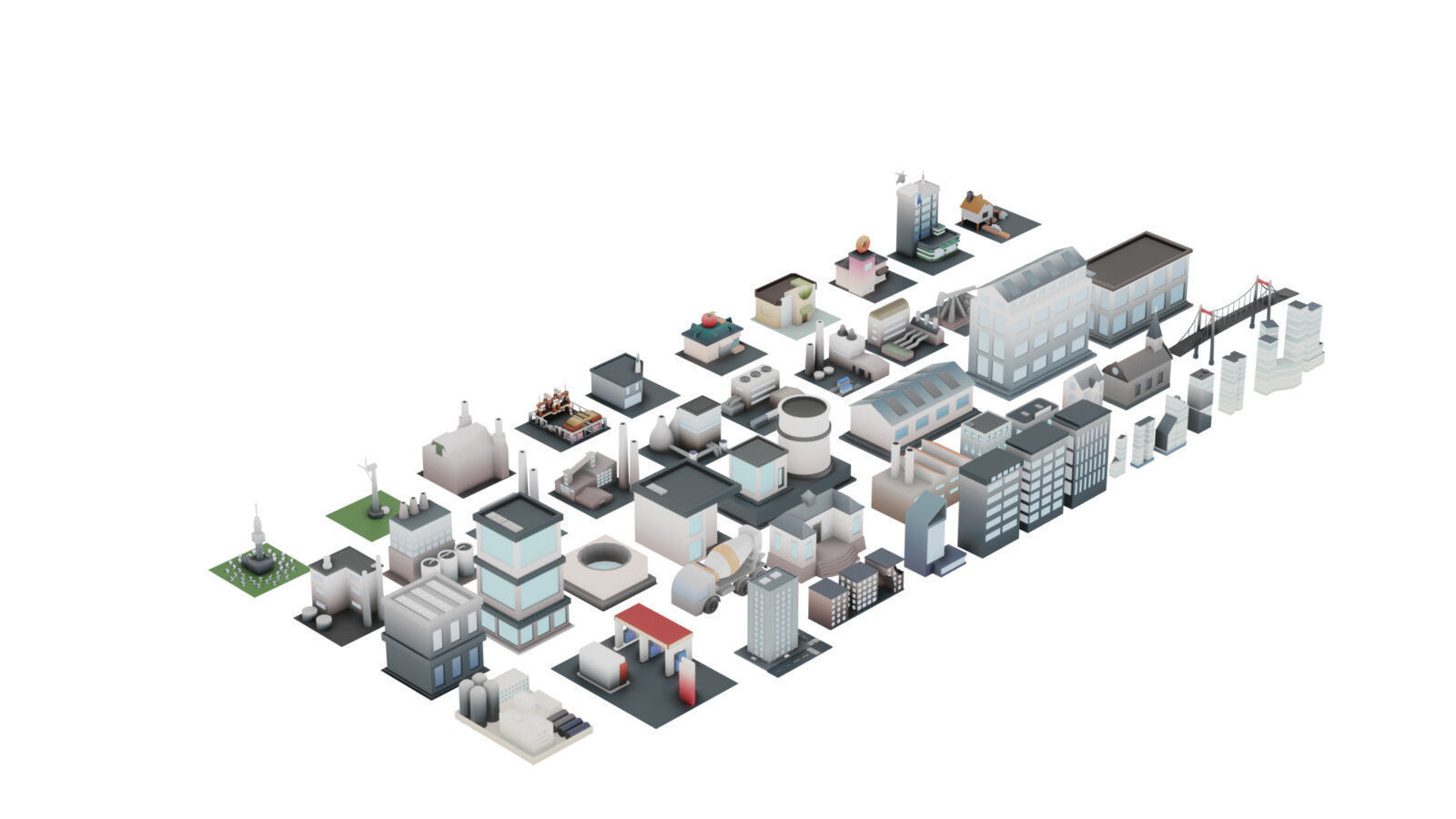 3D model Low poly factories VR / AR / low-poly | CGTrader