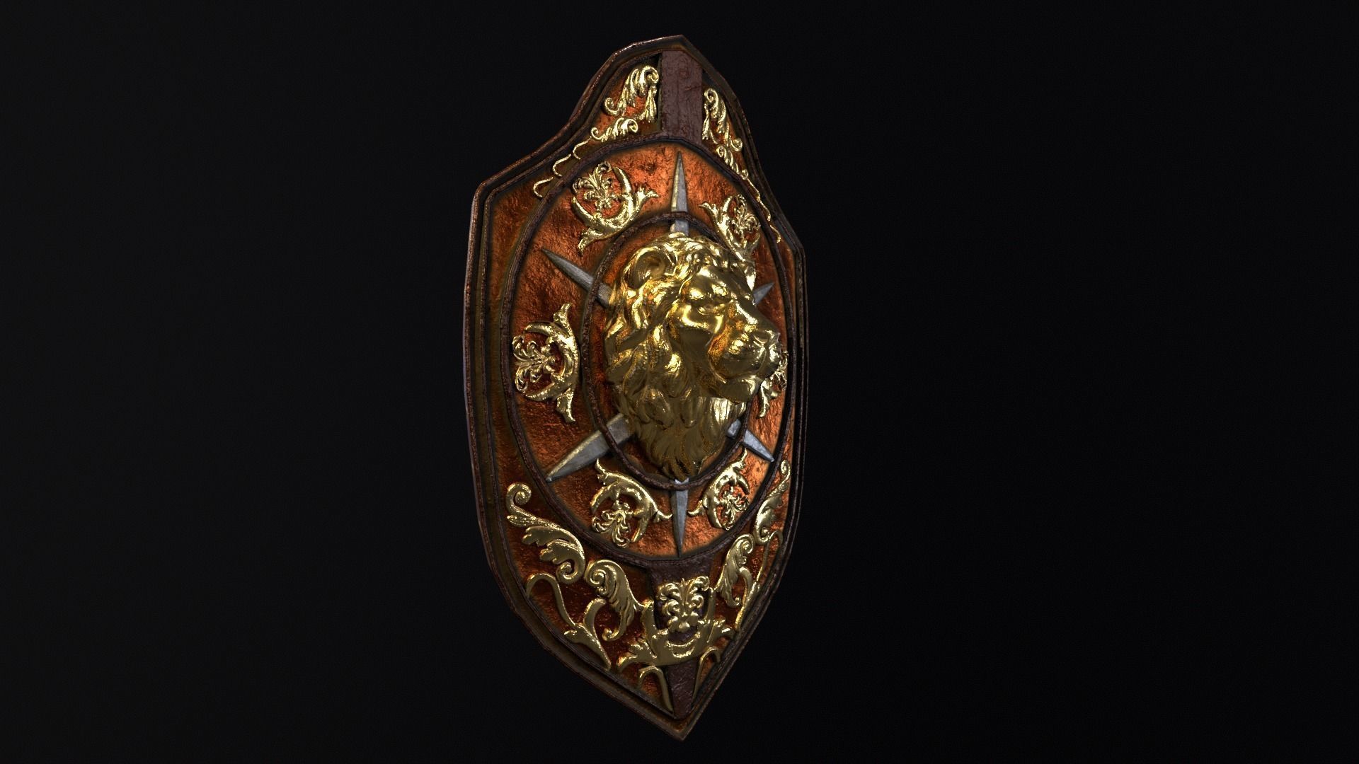 3D model Old Lion Head Shield VR / AR / low-poly | CGTrader
