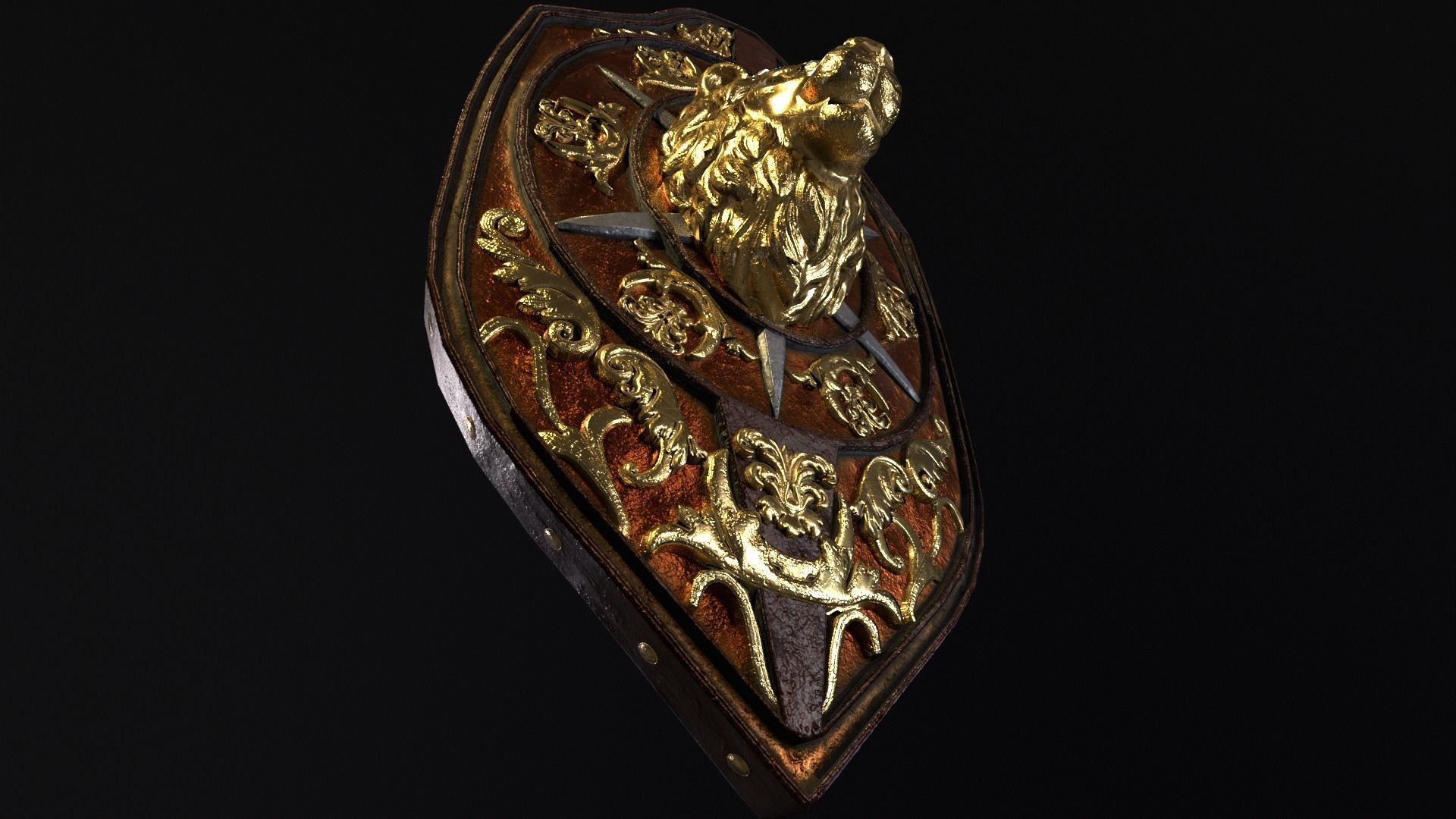 3D model Old Lion Head Shield VR / AR / low-poly | CGTrader