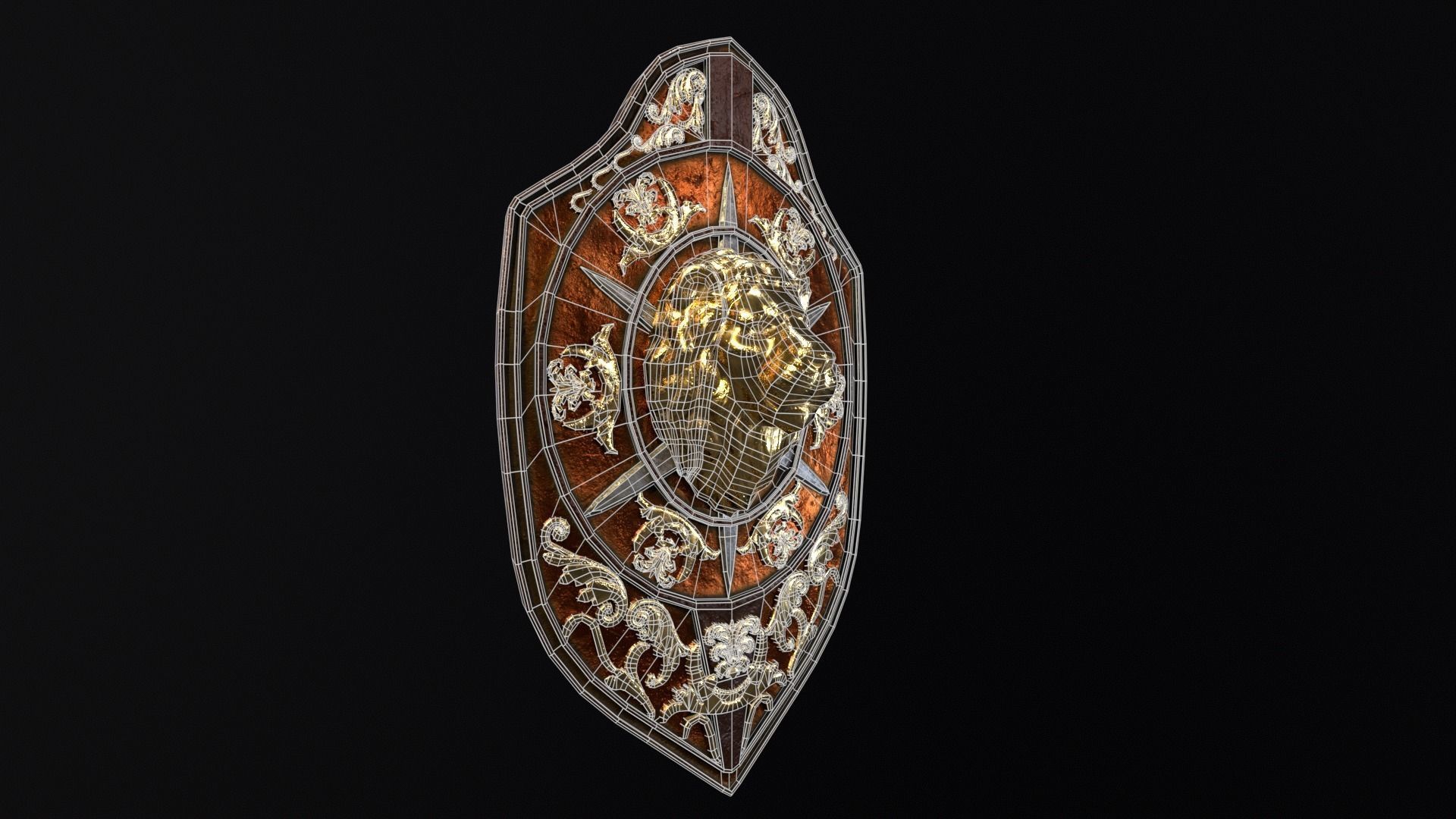 3D model Old Lion Head Shield VR / AR / low-poly | CGTrader