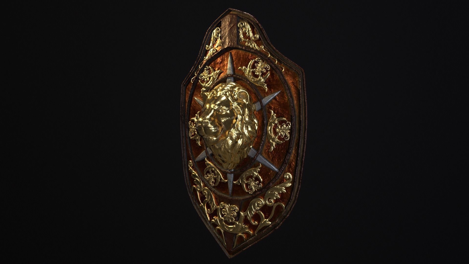 3D model Old Lion Head Shield VR / AR / low-poly | CGTrader