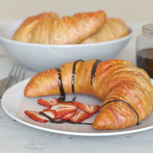 3D model Breakfast with Croissant 3D Model VR / AR / low-poly | CGTrader