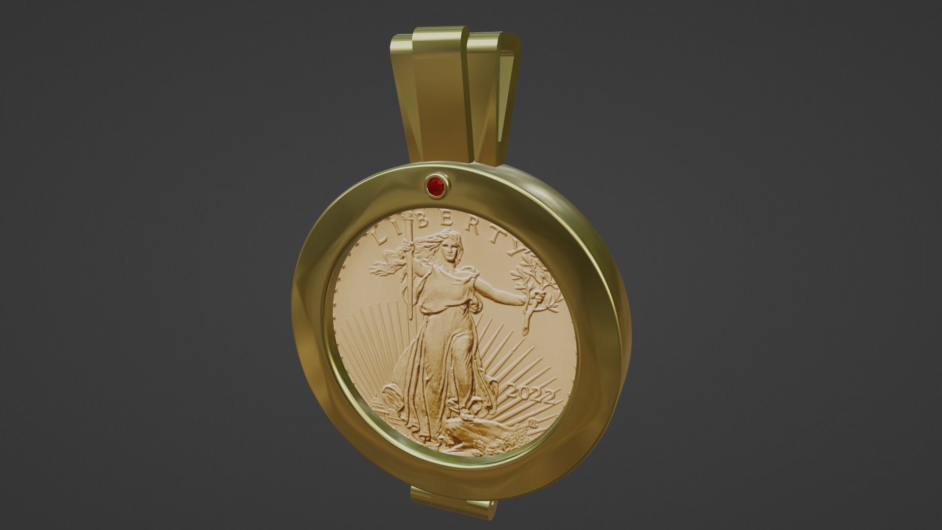 half oz hinged American eagle gold coin frame mount ruby 3D model 3D ...