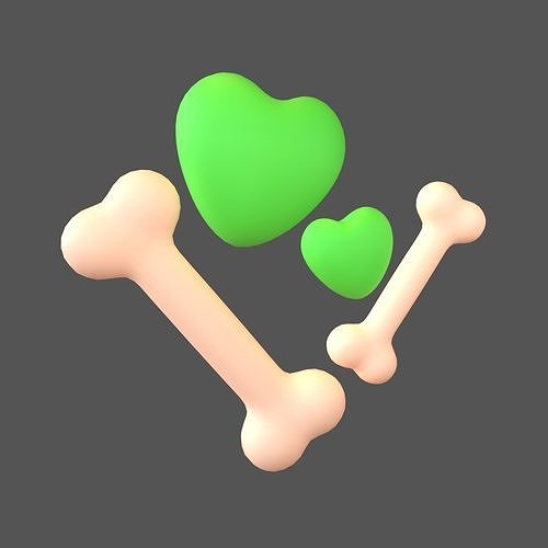 3D model Bone with Heart v1 015 VR / AR / low-poly | CGTrader