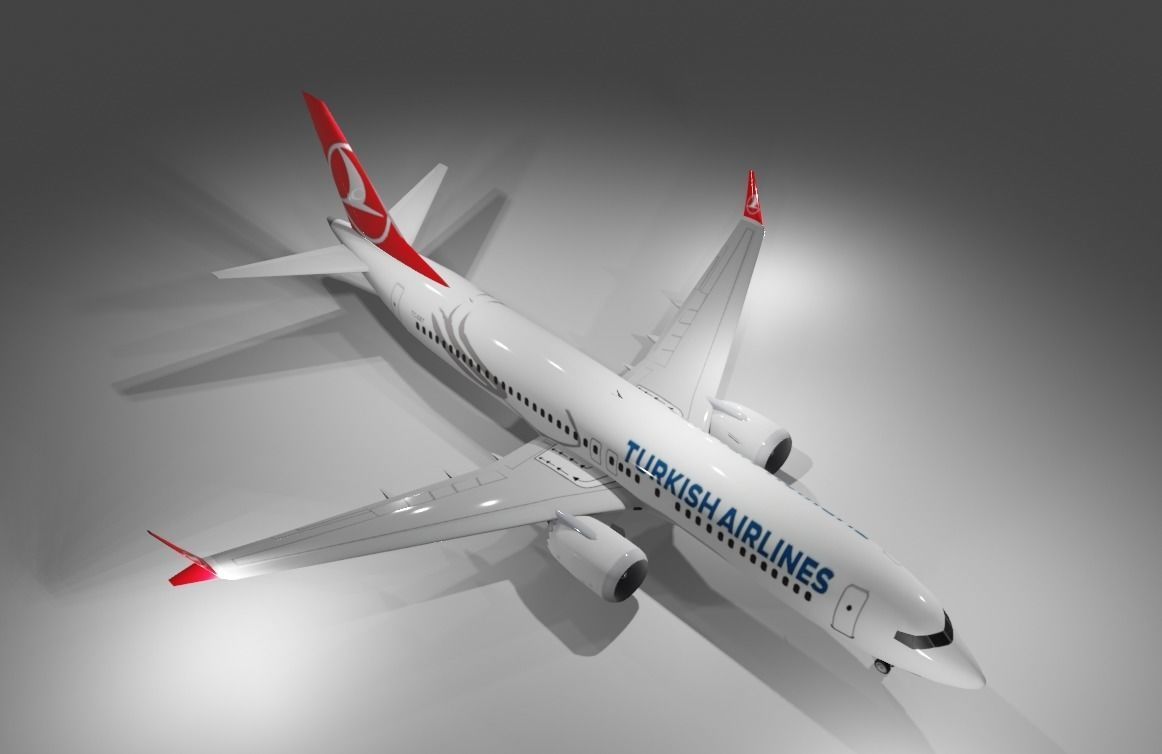 3D model Turkish airlines Boeing 737 max8 3d model VR / AR / low-poly | CGTrader