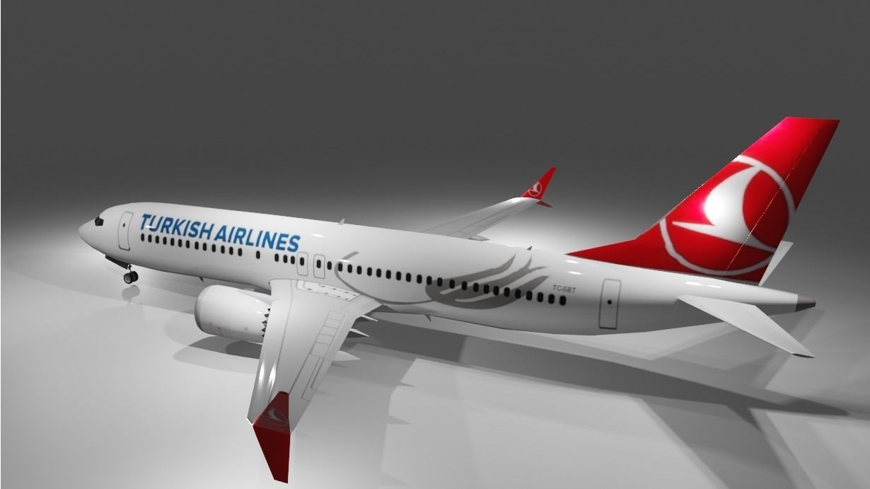 3D model Turkish airlines Boeing 737 max8 3d model VR / AR / low-poly | CGTrader