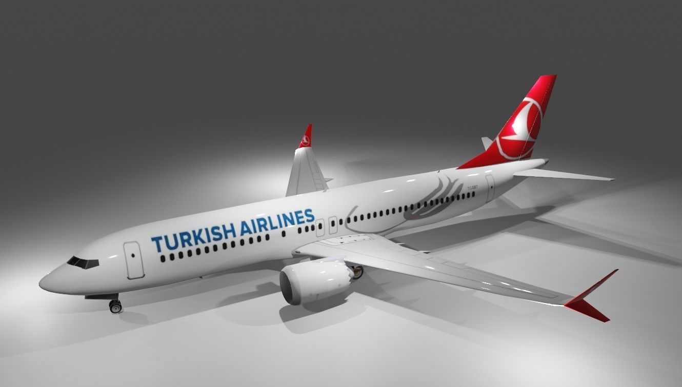 3D model Turkish airlines Boeing 737 max8 3d model VR / AR / low-poly | CGTrader