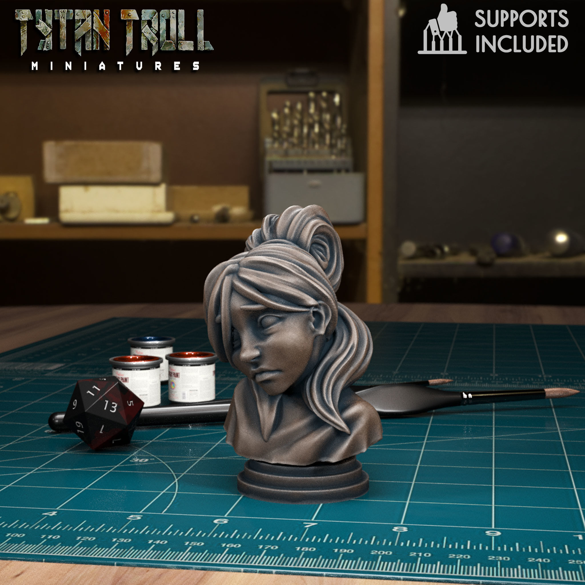 Curse of Strahd - Rose Bust - Pre-Supported 3D model 3D printable ...