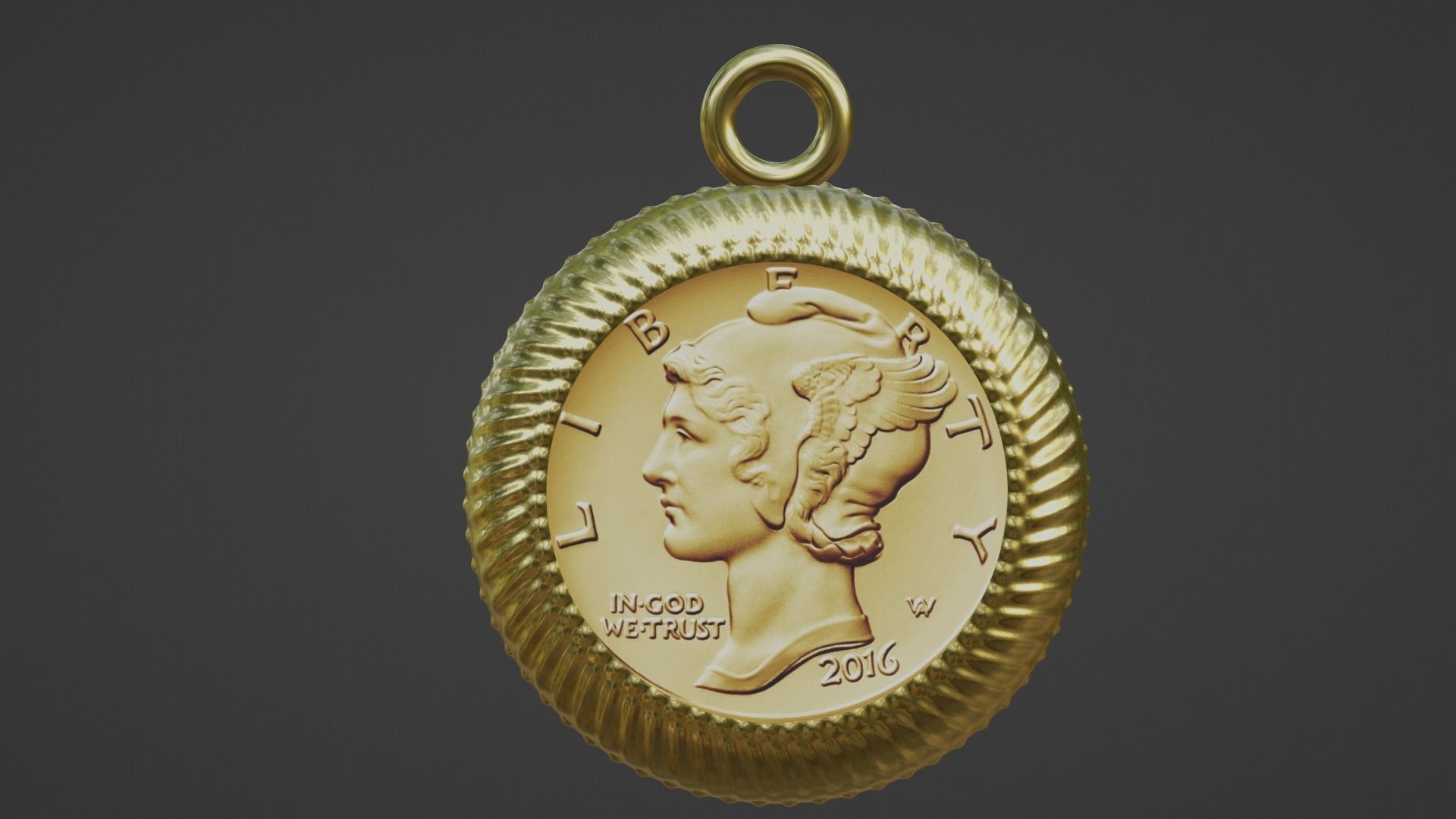 American gold dime coin bezel frame mount 3D model 3D printable | CGTrader