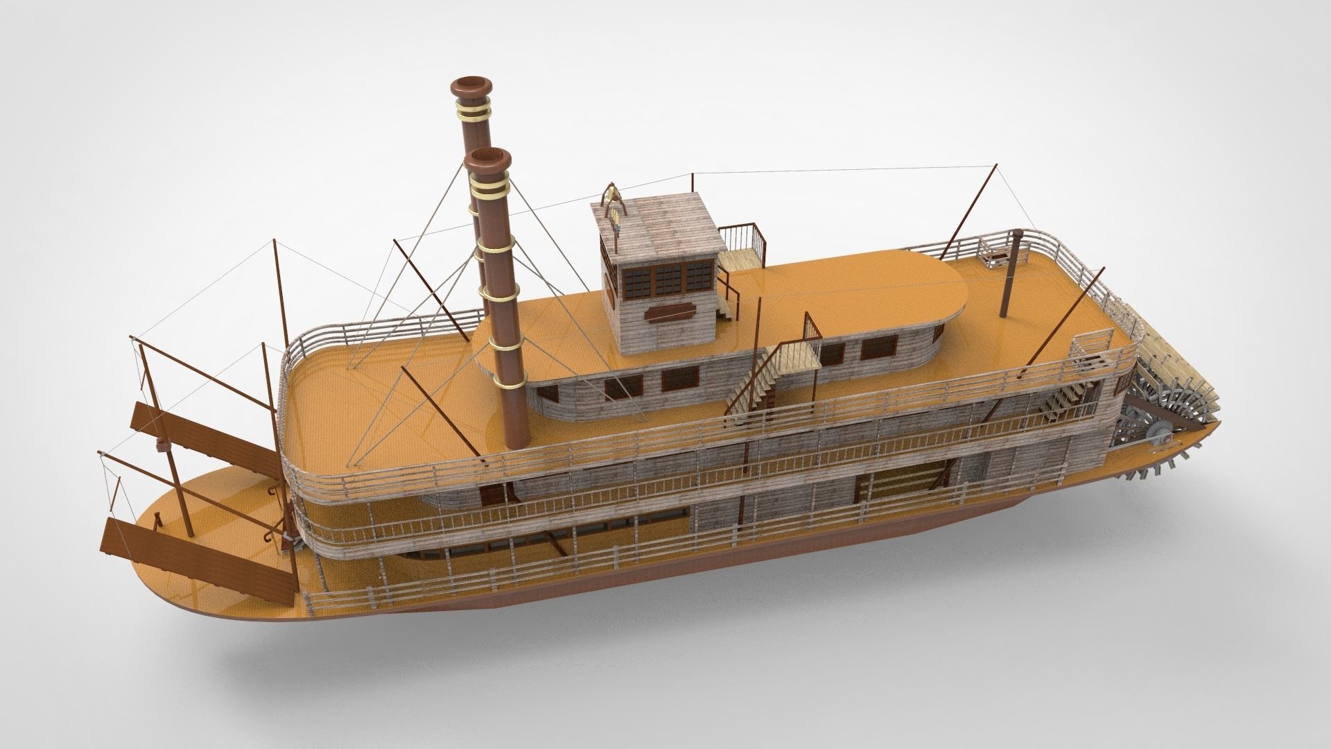 Paddle Steam Boiler Ship 3D model | CGTrader