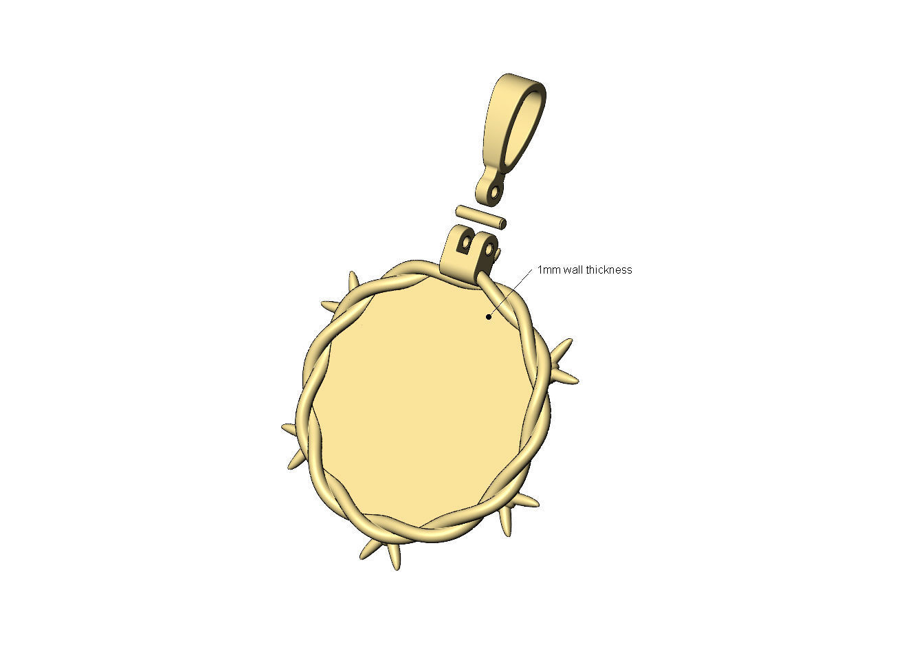 PP watch logo barbwire thornes pendant with bail 3D model 3D printable ...