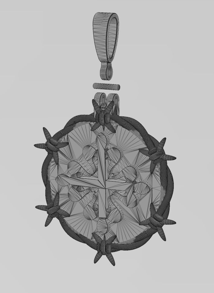 PP watch logo barbwire thornes pendant with bail 3D model 3D printable ...