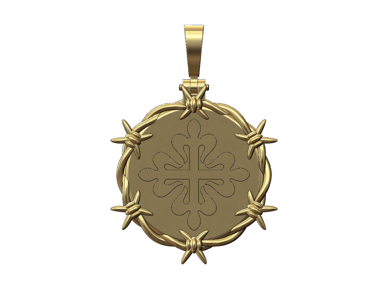 PP watch logo barbwire thornes pendant with bail 3D model 3D printable ...