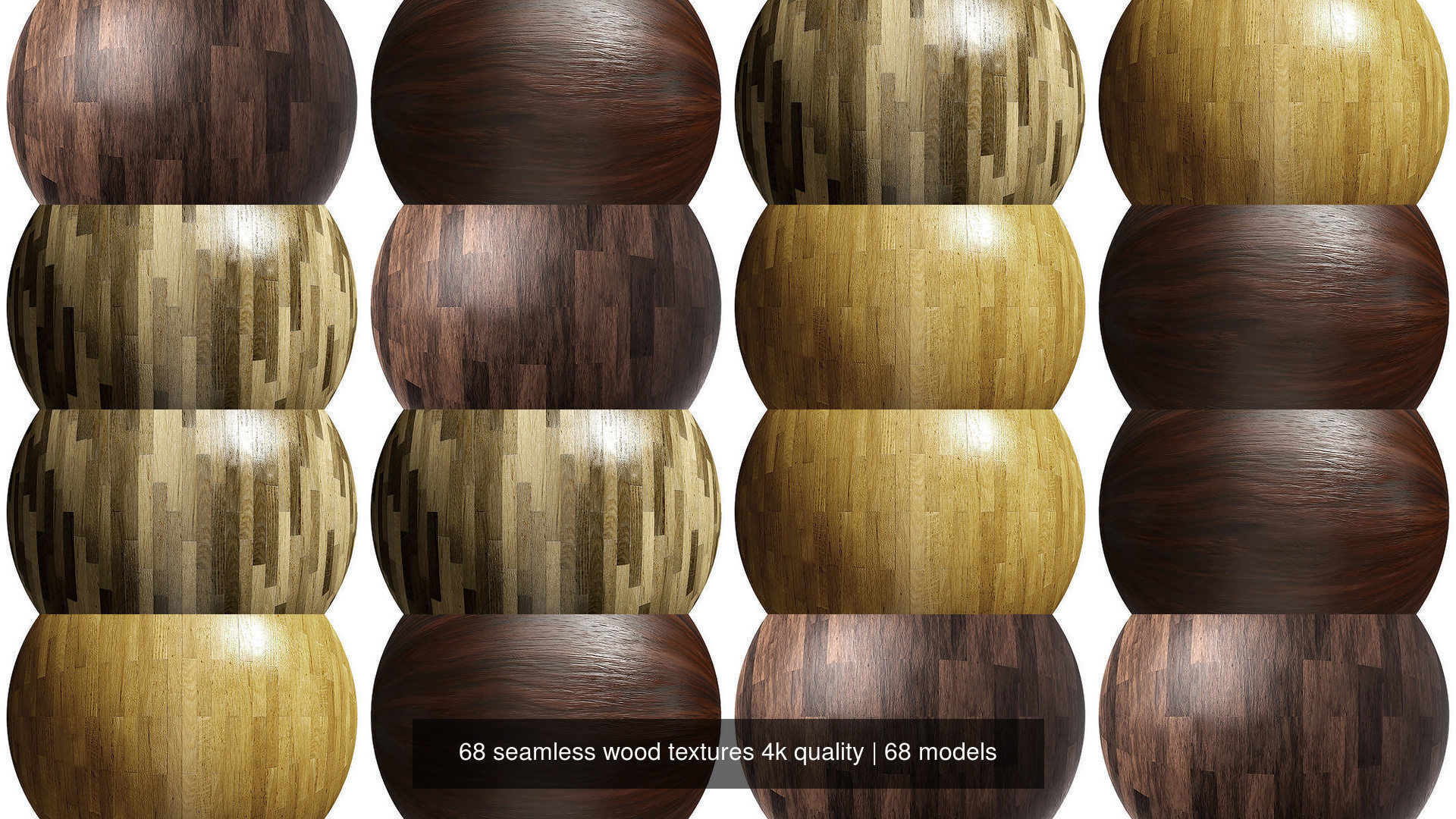 3D Model Collection 68 seamless wood textures 4k quality VR / AR / low ...