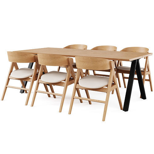 Dining Table CARRADALE and Chair WATERTON by Rowico Home 3D model ...