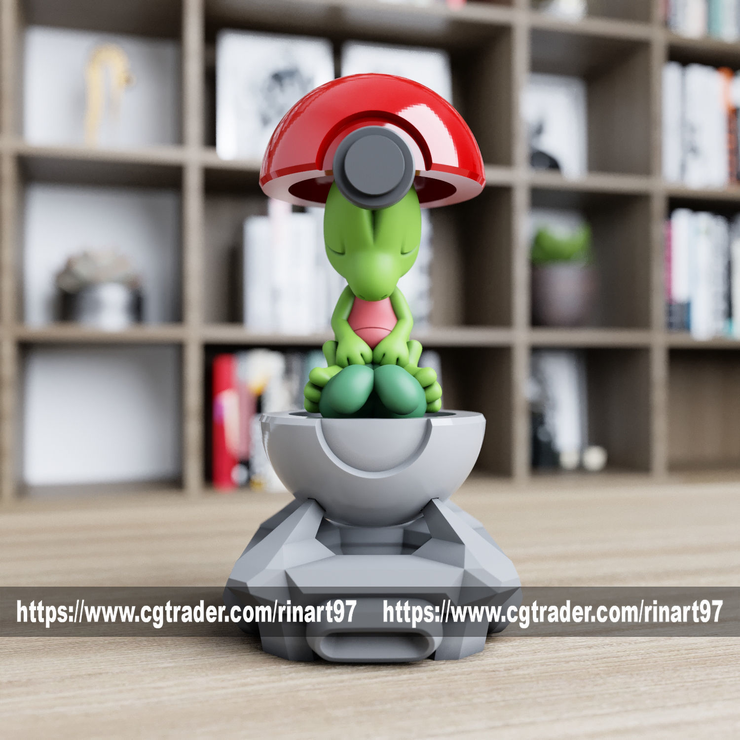 Treecko in the Pokeball from pokemon 3D model 3D printable | CGTrader
