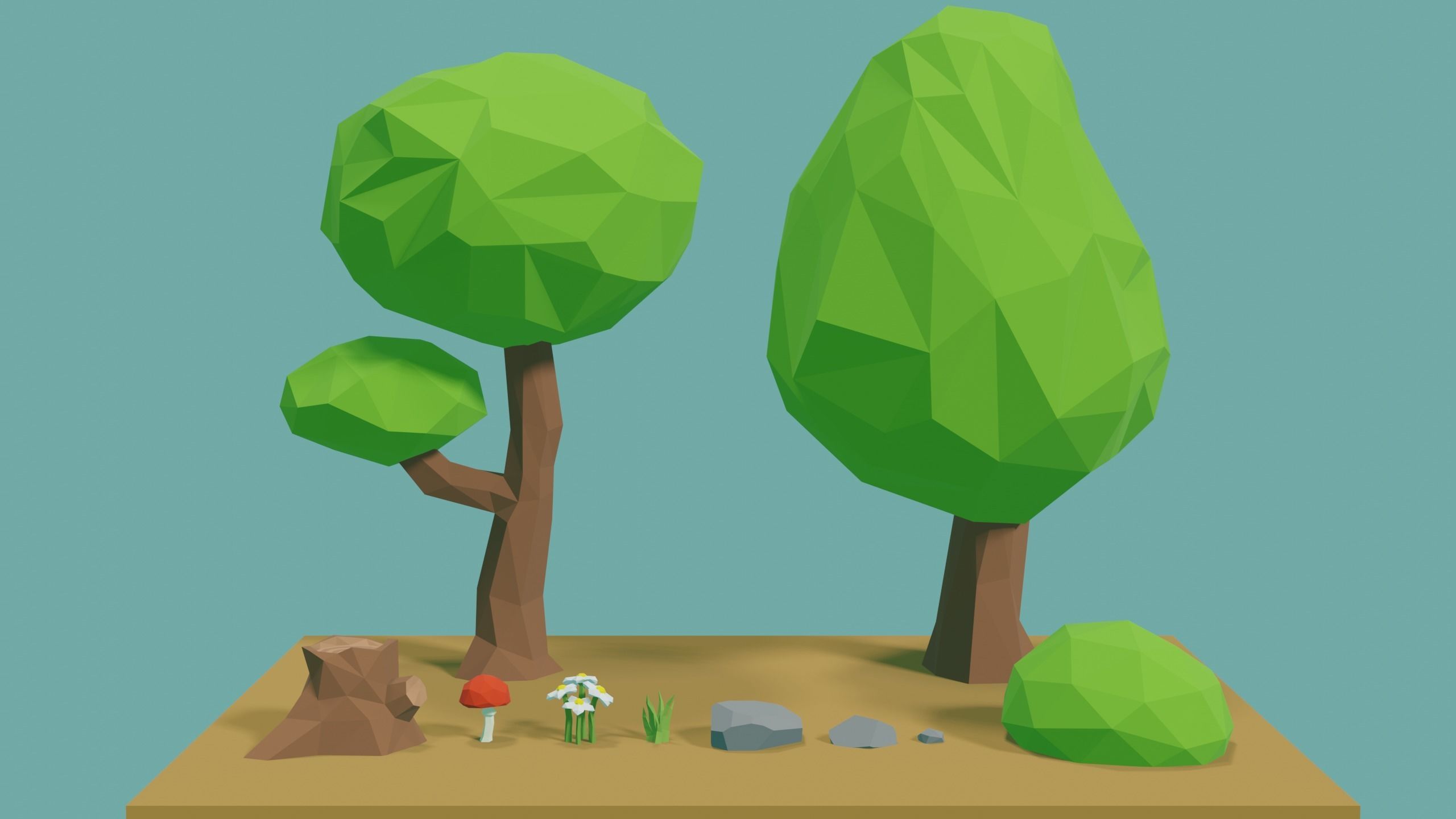 Low Poly Styled Nature Models - Trees - Rocks - Plants free VR / AR ...