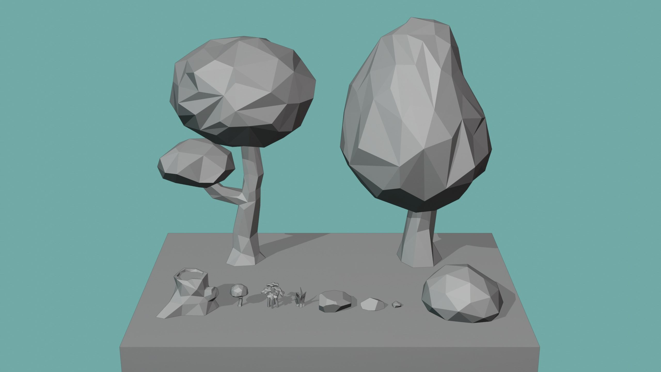 Low Poly Styled Nature Models - Trees - Rocks - Plants free VR / AR ...