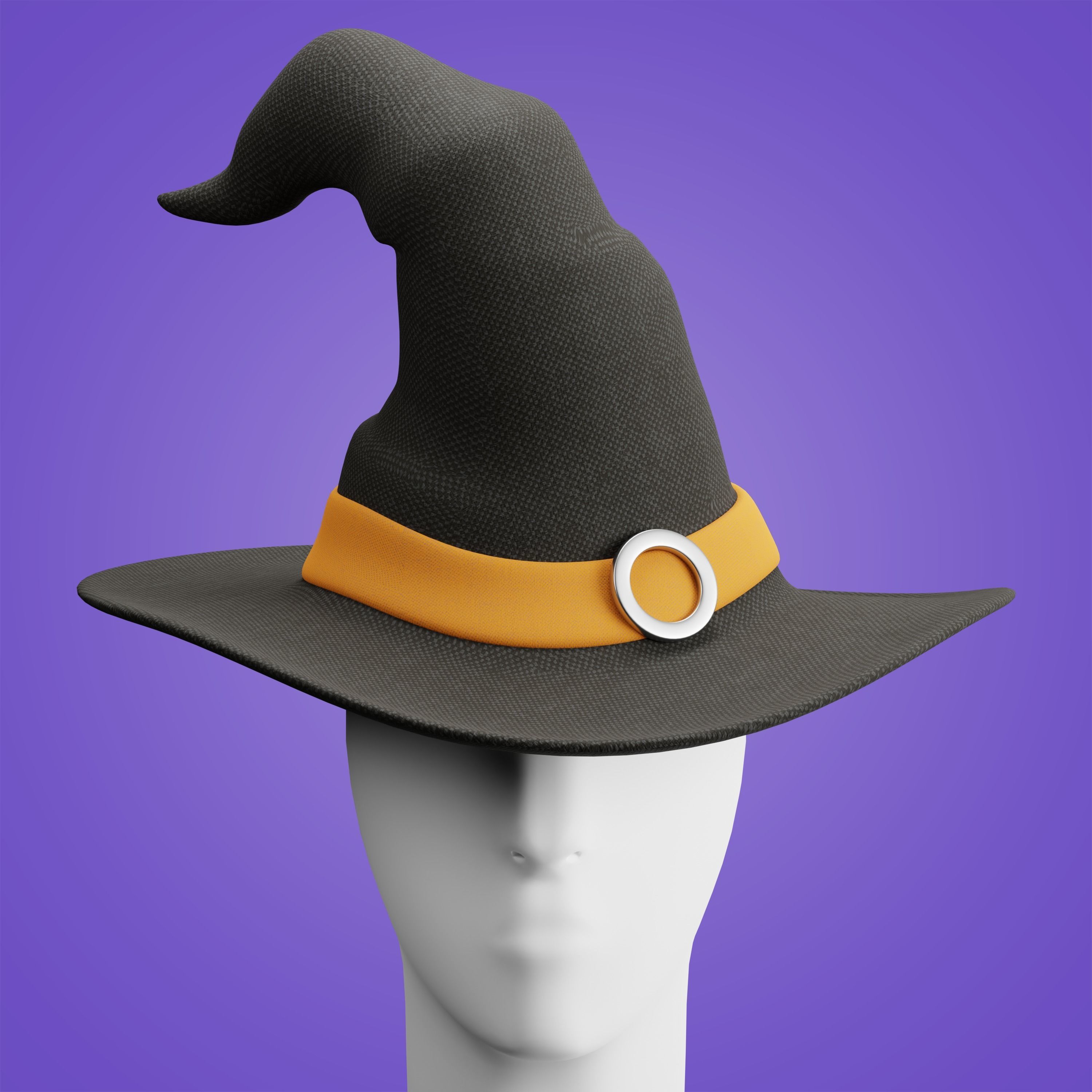 Halloween witch hat realistic fabric 3D model | CGTrader