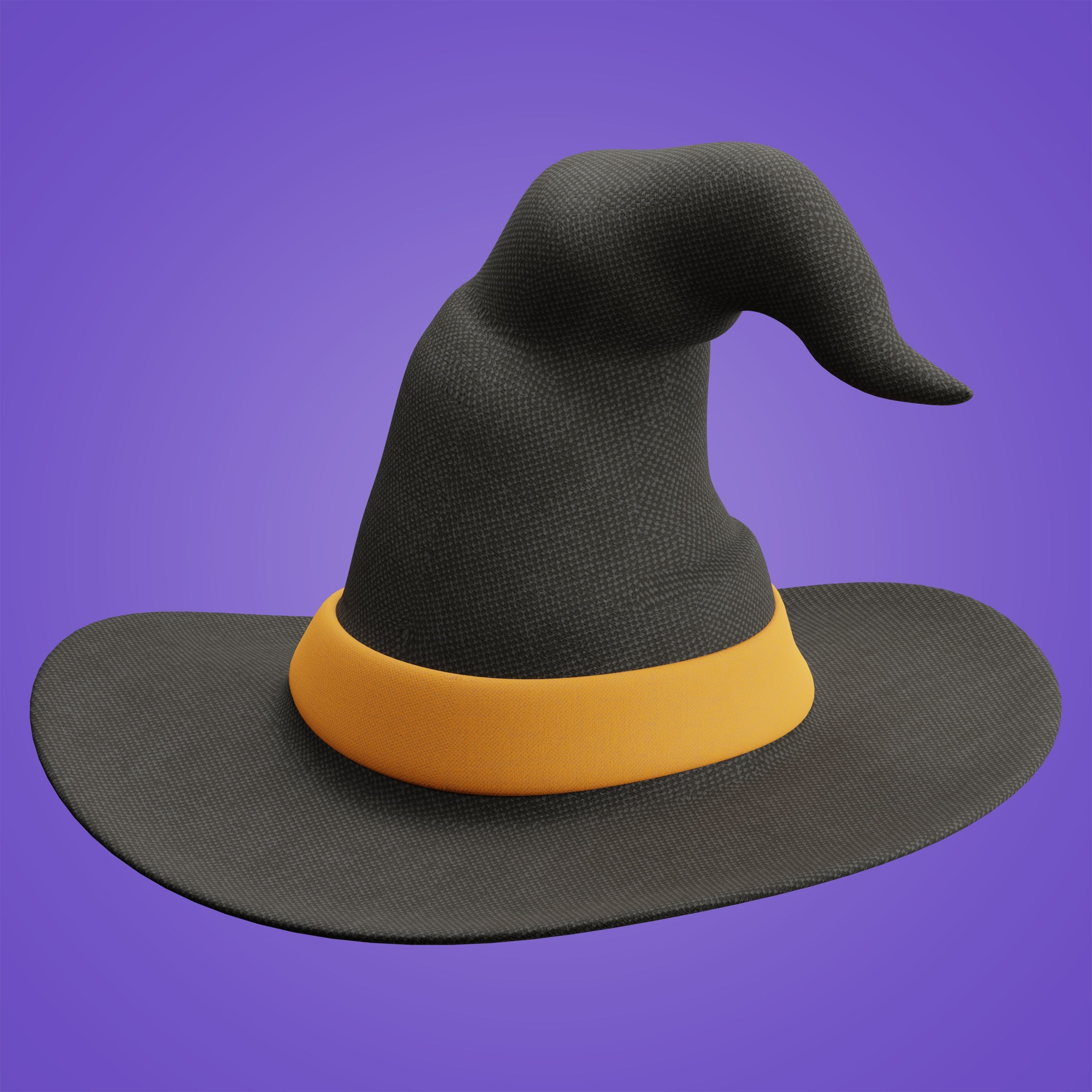 Halloween witch hat realistic fabric 3D model | CGTrader