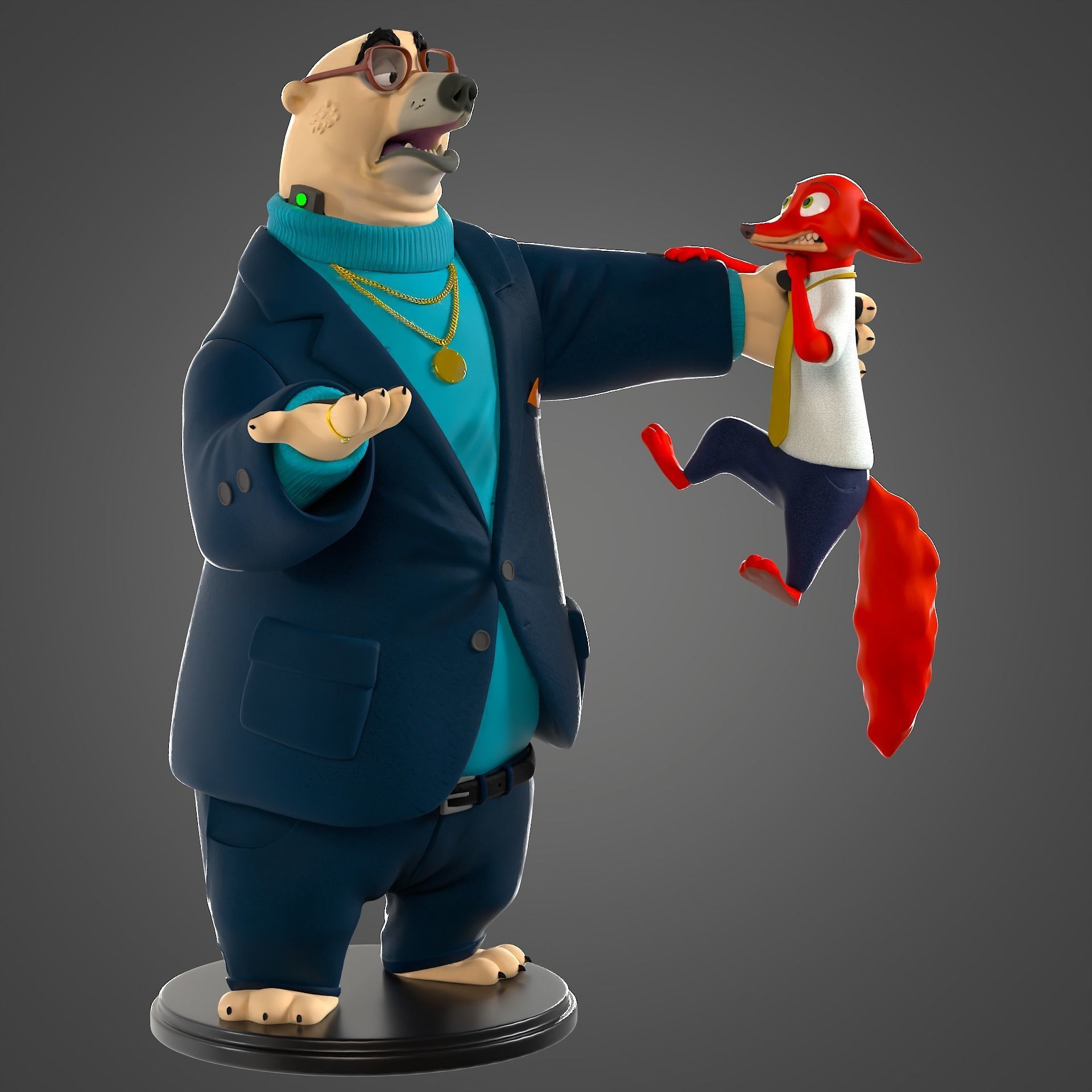 Polar Bear and Nick Wild 3D model 3D printable | CGTrader