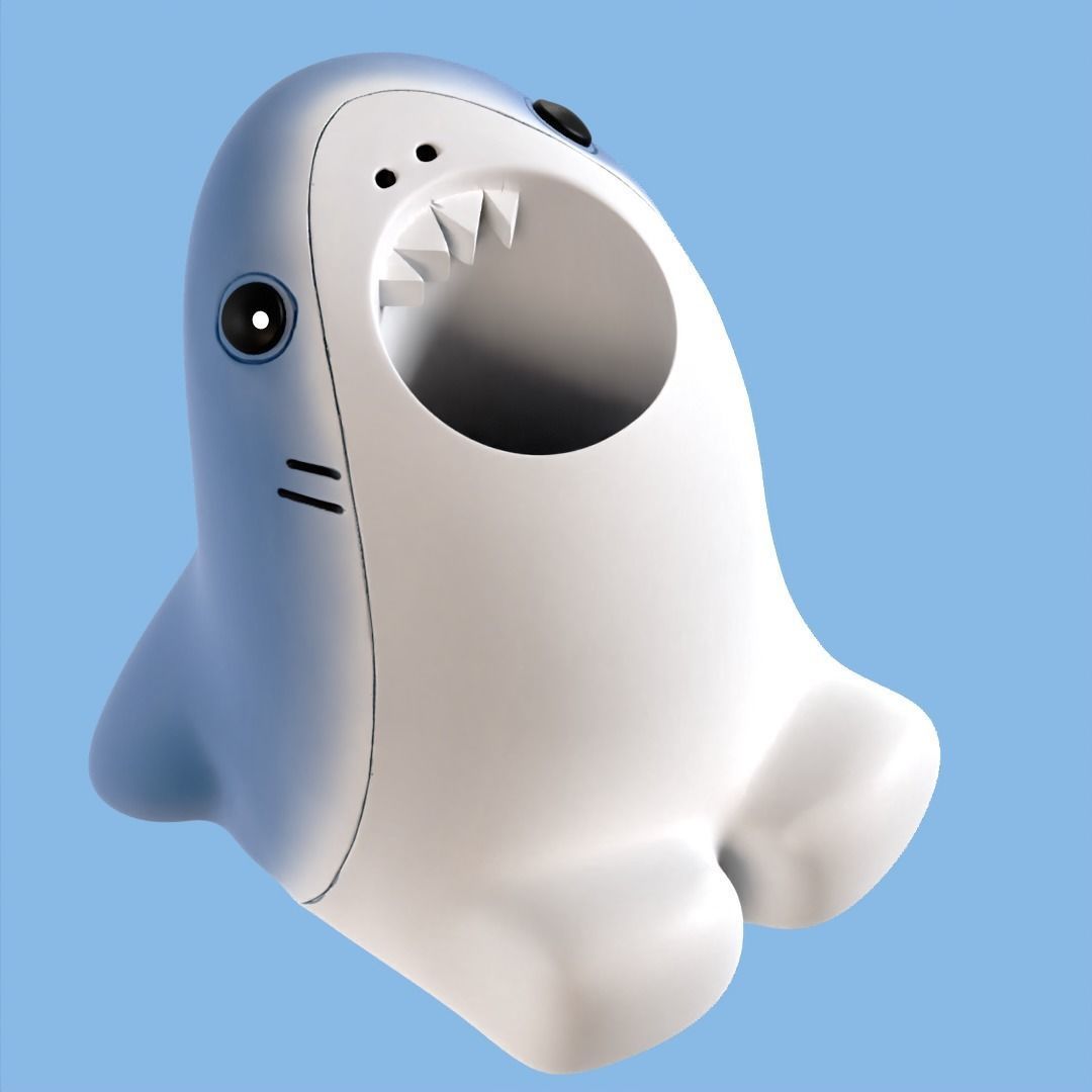 Cartoon shark pen holder 3D model 3D printable | CGTrader