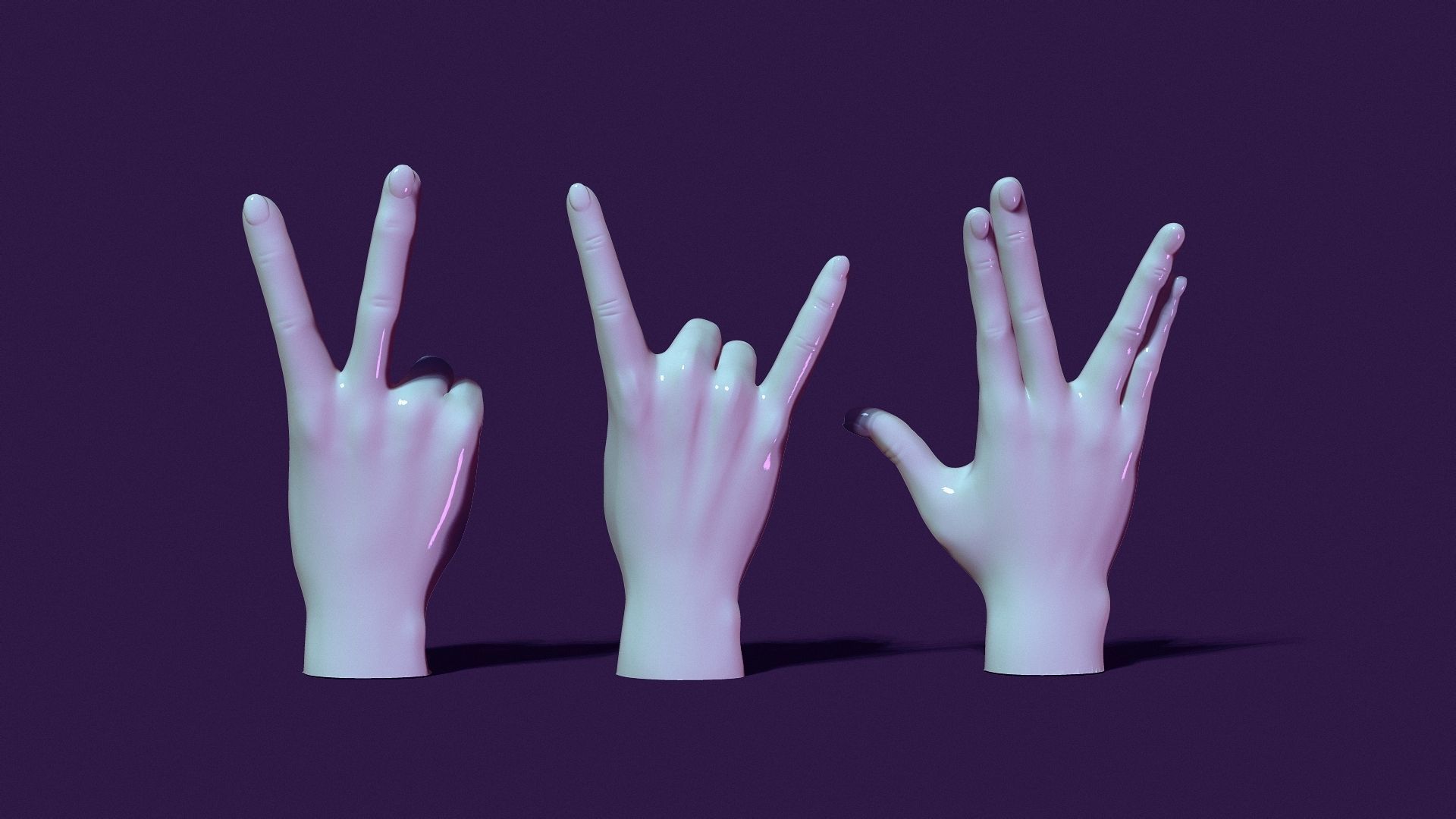 Hands in three poses 3D model 3D printable | CGTrader