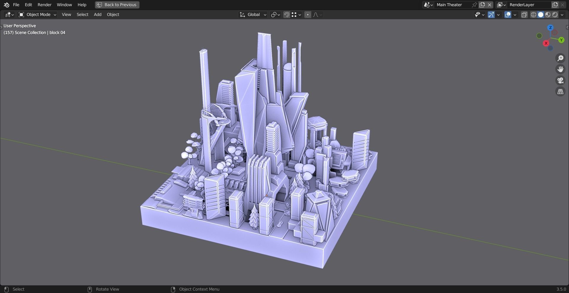 10 Stylized Futuristic City Block Areas plus flying cars 3D model ...
