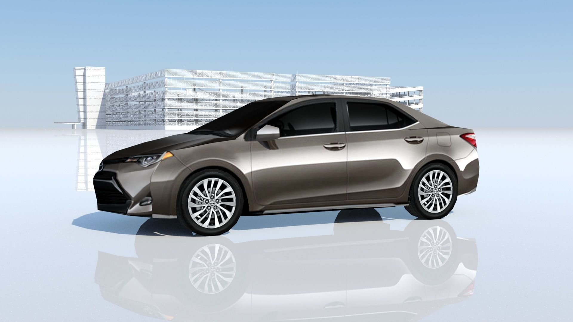 3D model Corolla 2015 static low poly parking lot model VR / AR / low ...