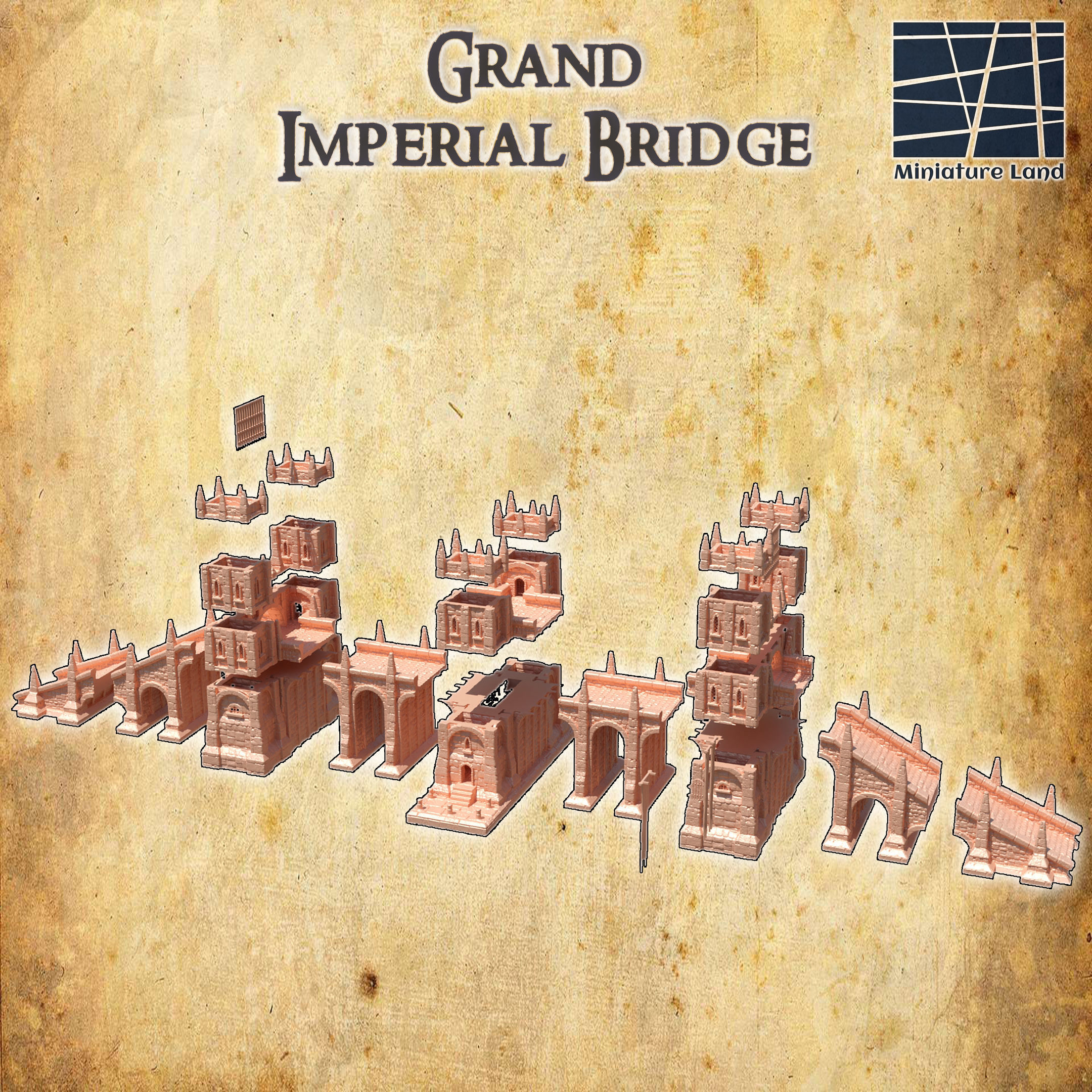 Grand Imperial Bridge Tabletop Terrain 28 mm 3D model 3D printable ...