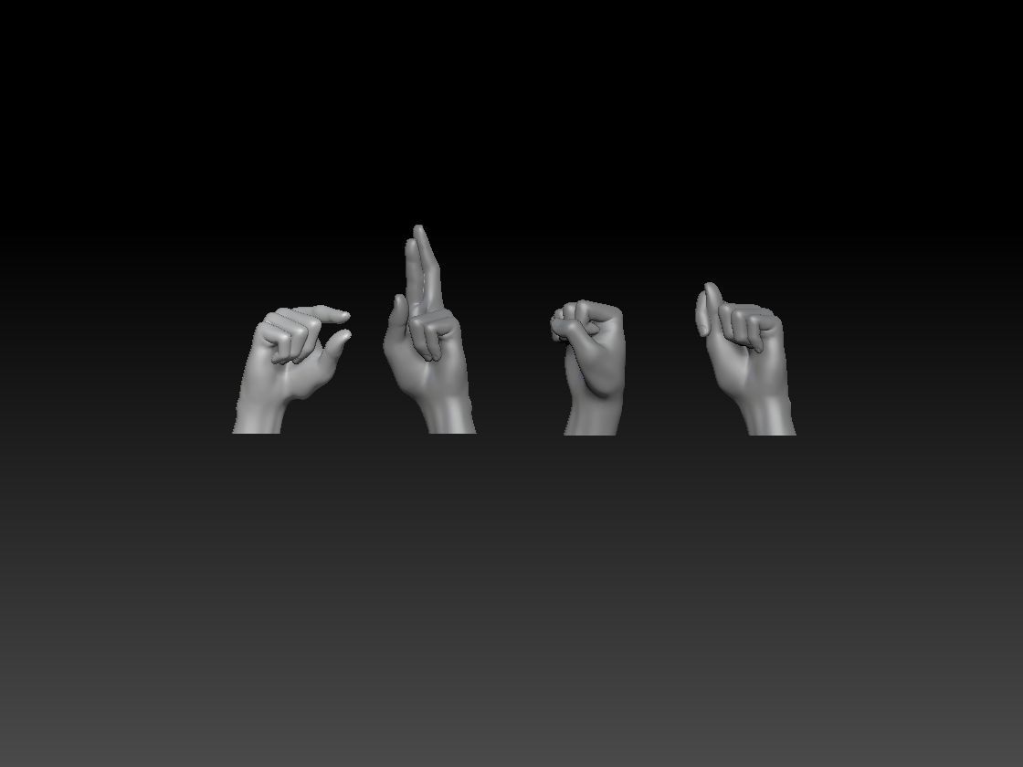 HAND SIGN LANGUAGE ALPHABET Q R S T 3D model 3D printable | CGTrader