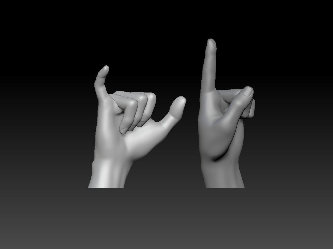 HAND SIGN LANGUAGE ALPHABET Y Z 3D model 3D printable | CGTrader