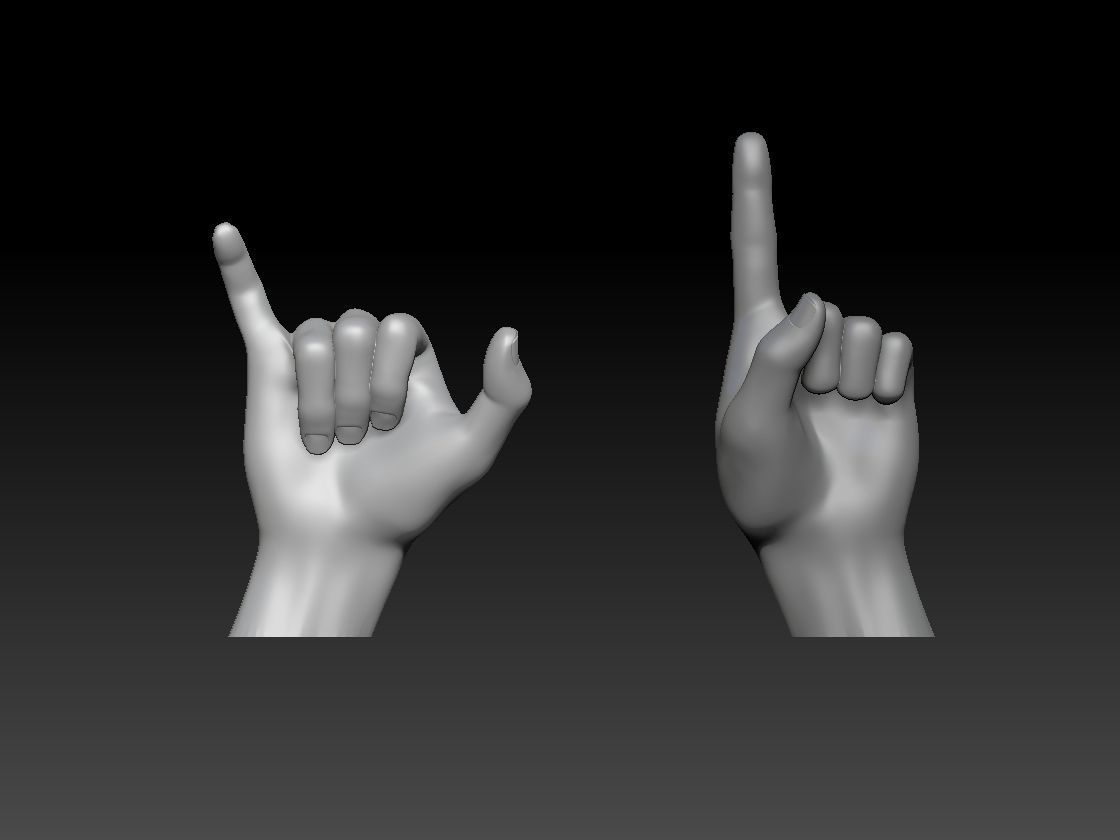 HAND SIGN LANGUAGE ALPHABET Y Z 3D model 3D printable | CGTrader