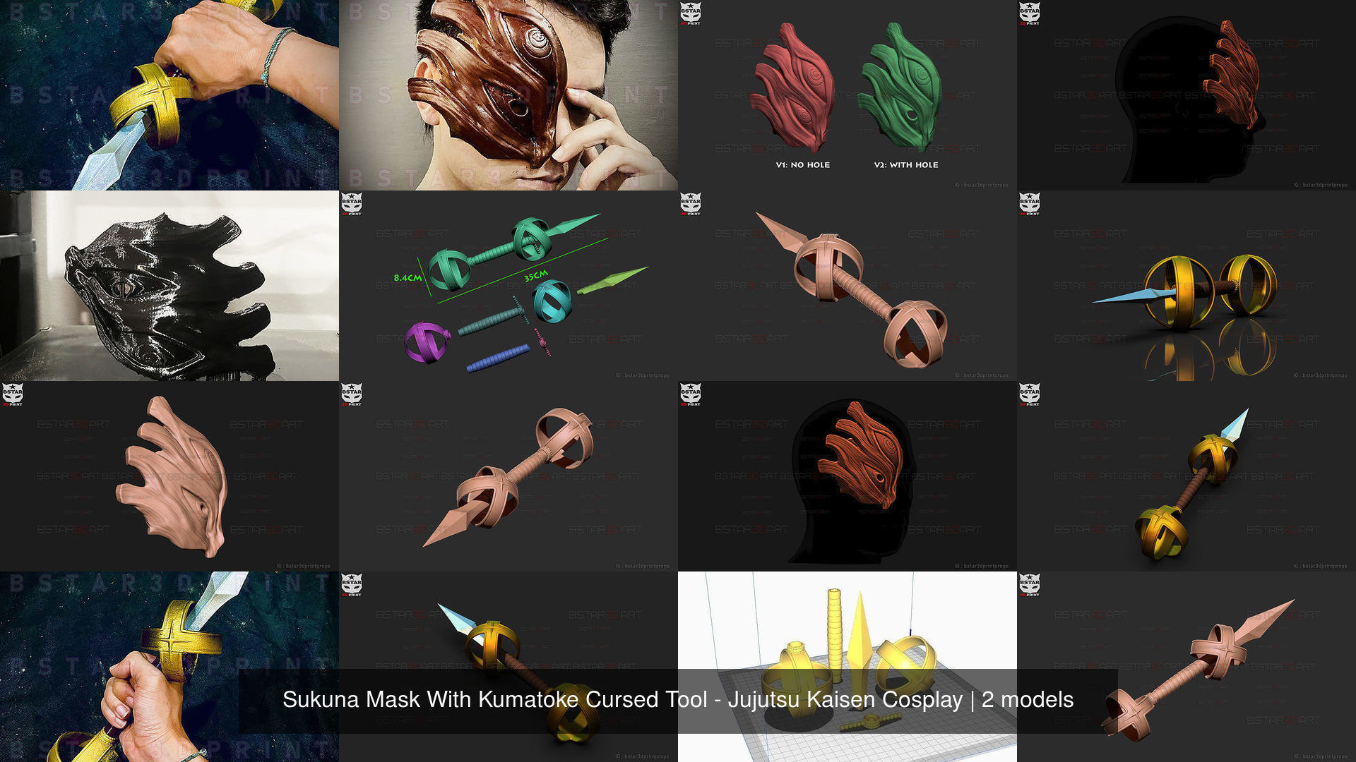 Sukuna Mask With Kumatoke Cursed Tool - Jujutsu Kaisen Cosplay 3D Model Collection 3D printable ...