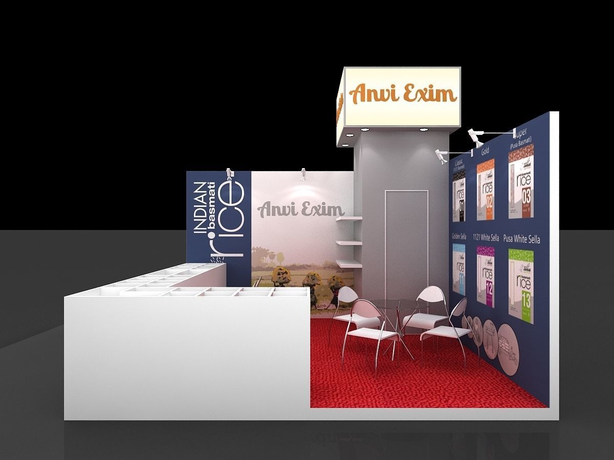 4 mtr x 4 mtr 2 side open exhibition stands 3D model 3D printable ...