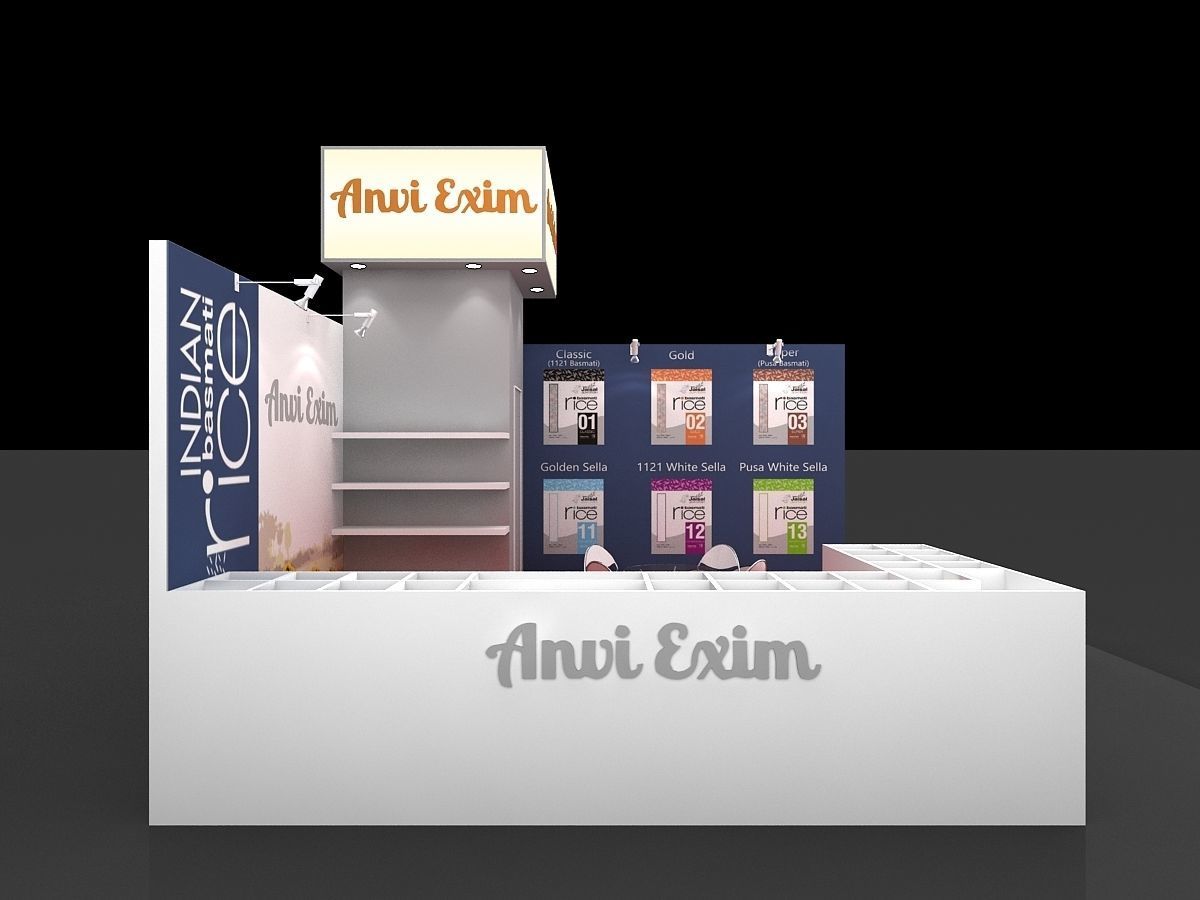 4 mtr x 4 mtr 2 side open exhibition stands 3D model 3D printable ...