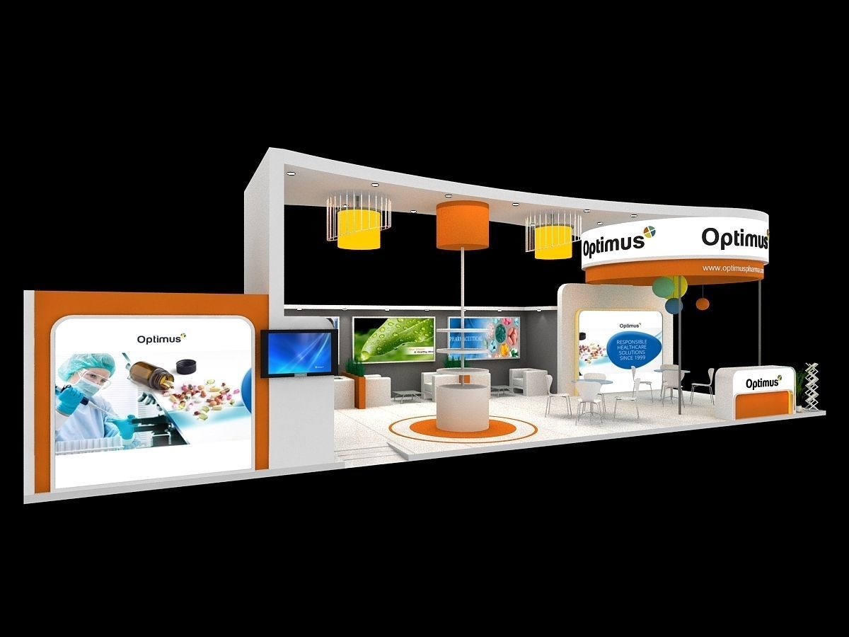 15 mtr x 6 mtr 2 side open exhibition stands 3D model 3D printable ...