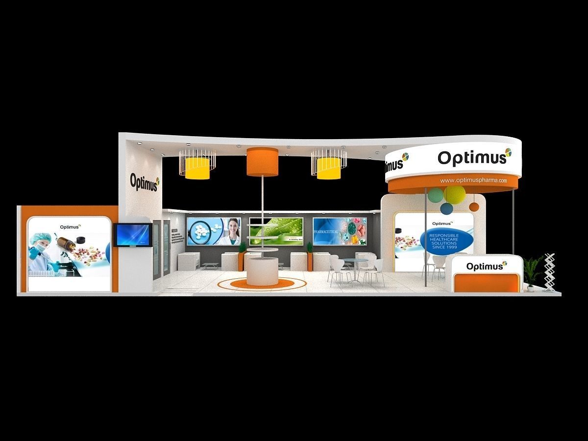 15 mtr x 6 mtr 2 side open exhibition stands 3D model 3D printable ...