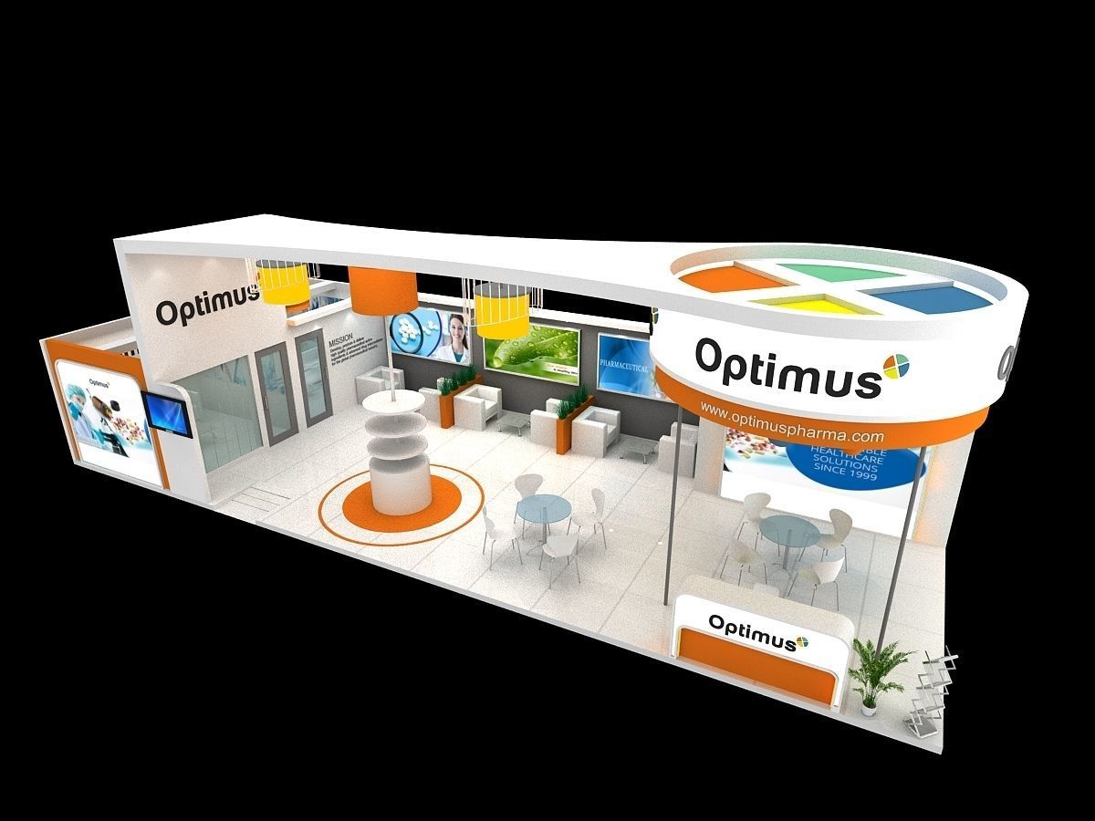 15 mtr x 6 mtr 2 side open exhibition stands 3D model 3D printable ...