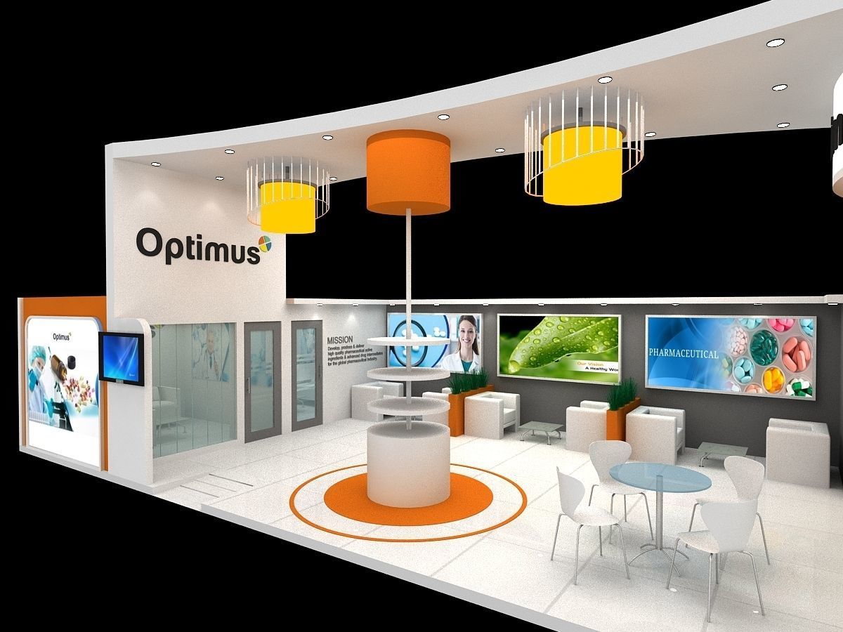 15 mtr x 6 mtr 2 side open exhibition stands 3D model 3D printable ...