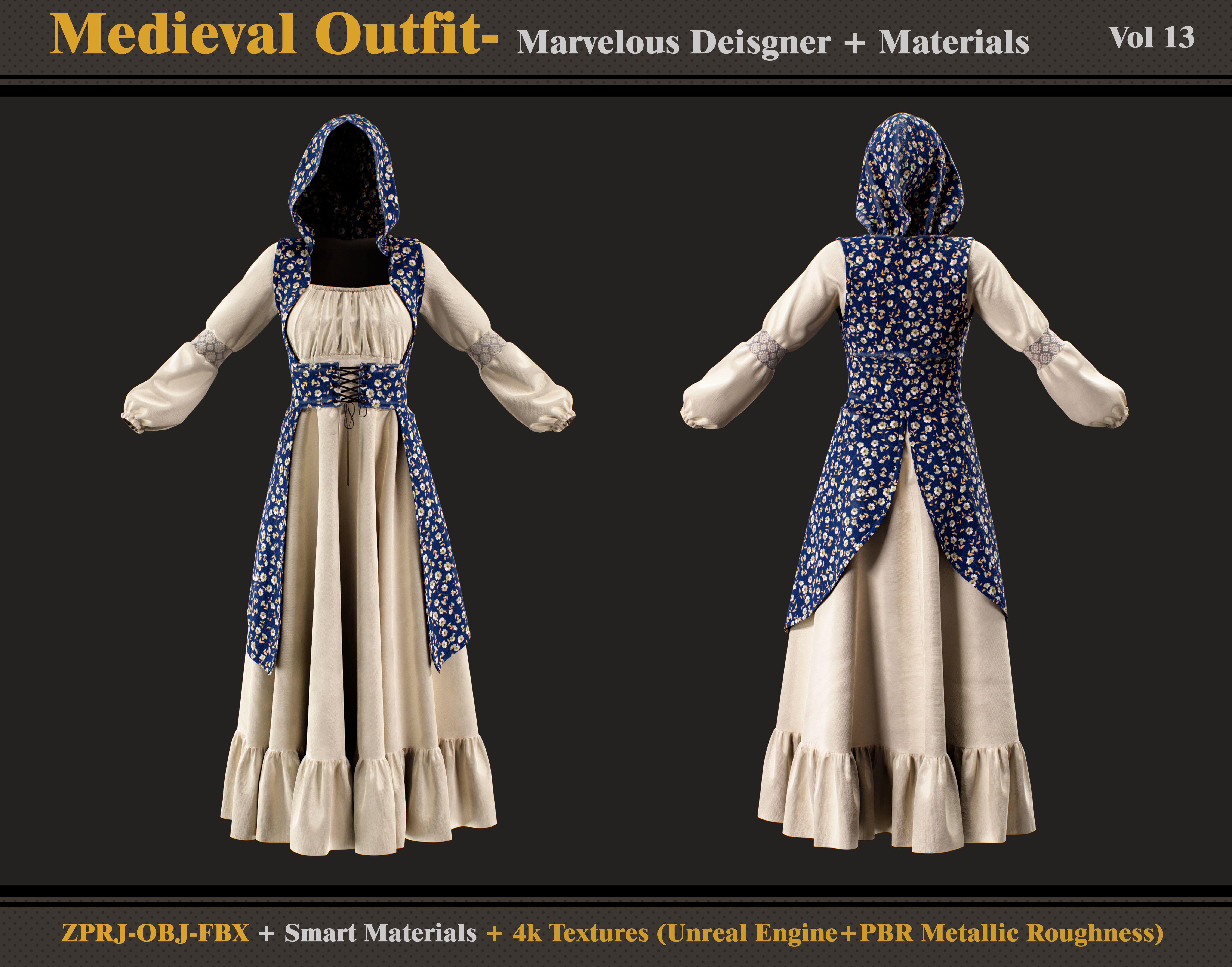 Medieval Outfit- MD-Clo3d - Smart Material - 4K Textures 3D model ...
