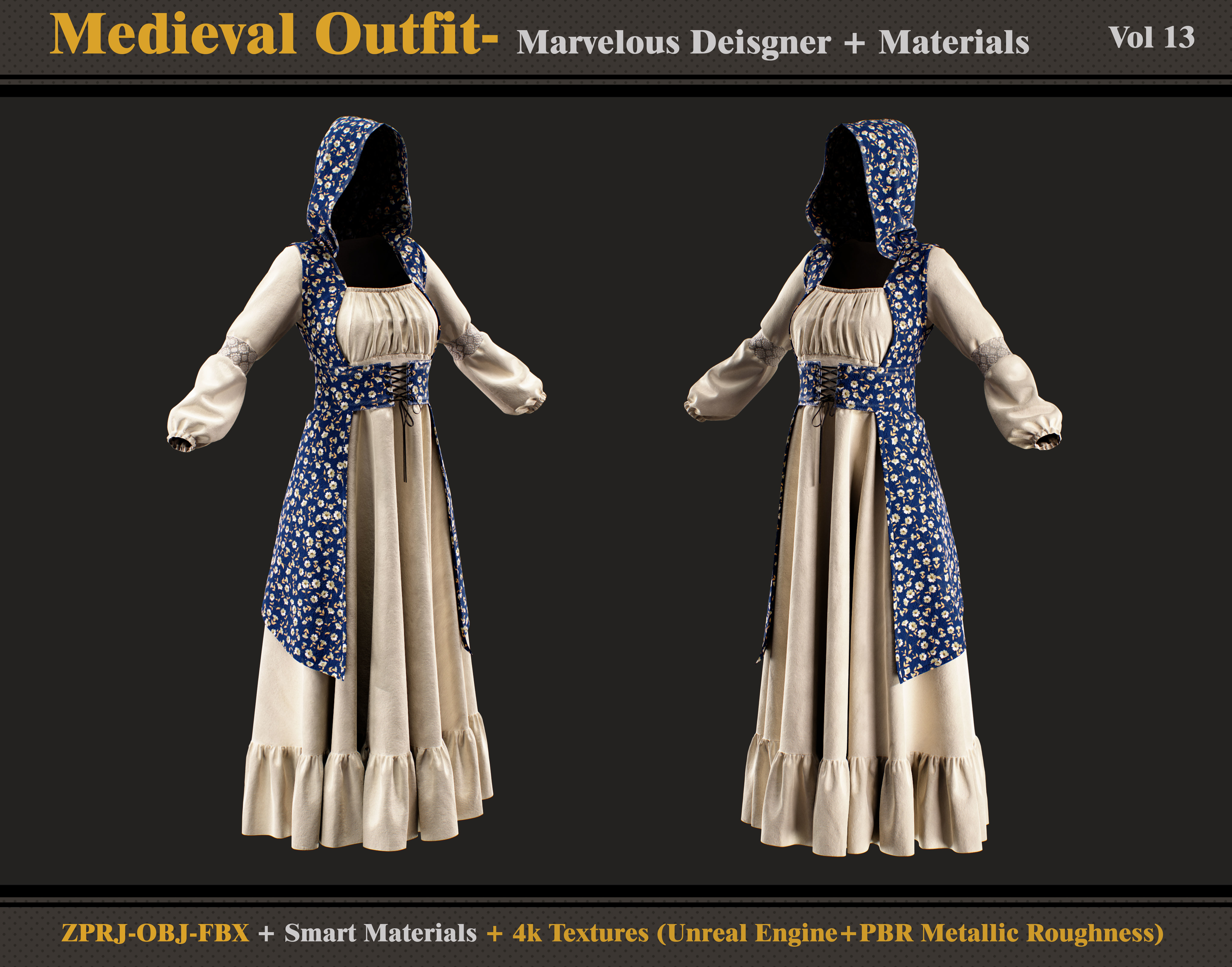 Medieval Outfit- MD-Clo3d - Smart Material - 4K Textures 3D model ...