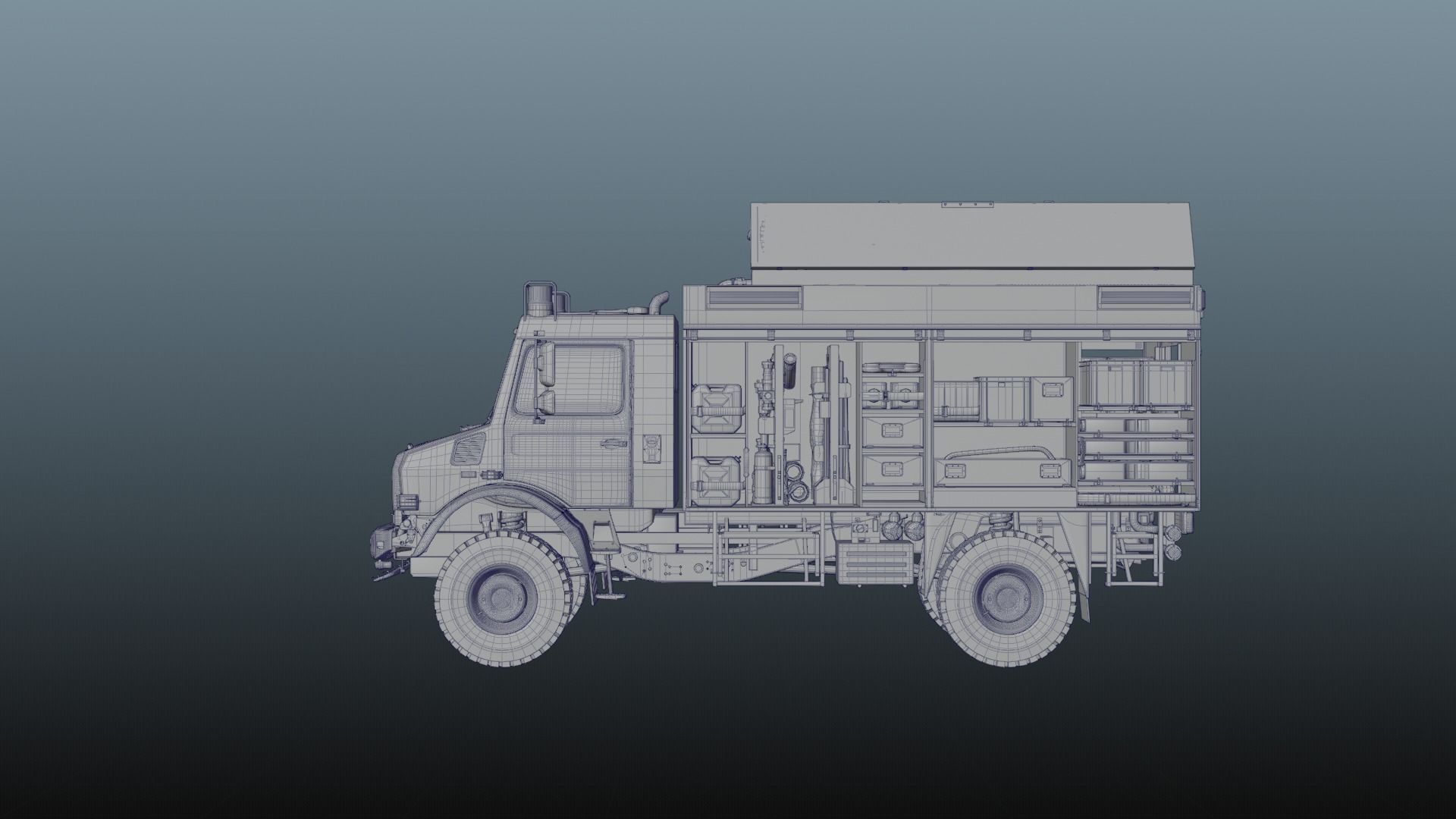 Unimog U5000 Schlingmann TLF3000 HQ Interior 3D model | CGTrader
