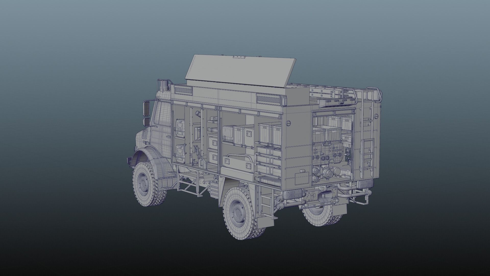 Unimog U5000 Schlingmann TLF3000 HQ Interior 3D model | CGTrader