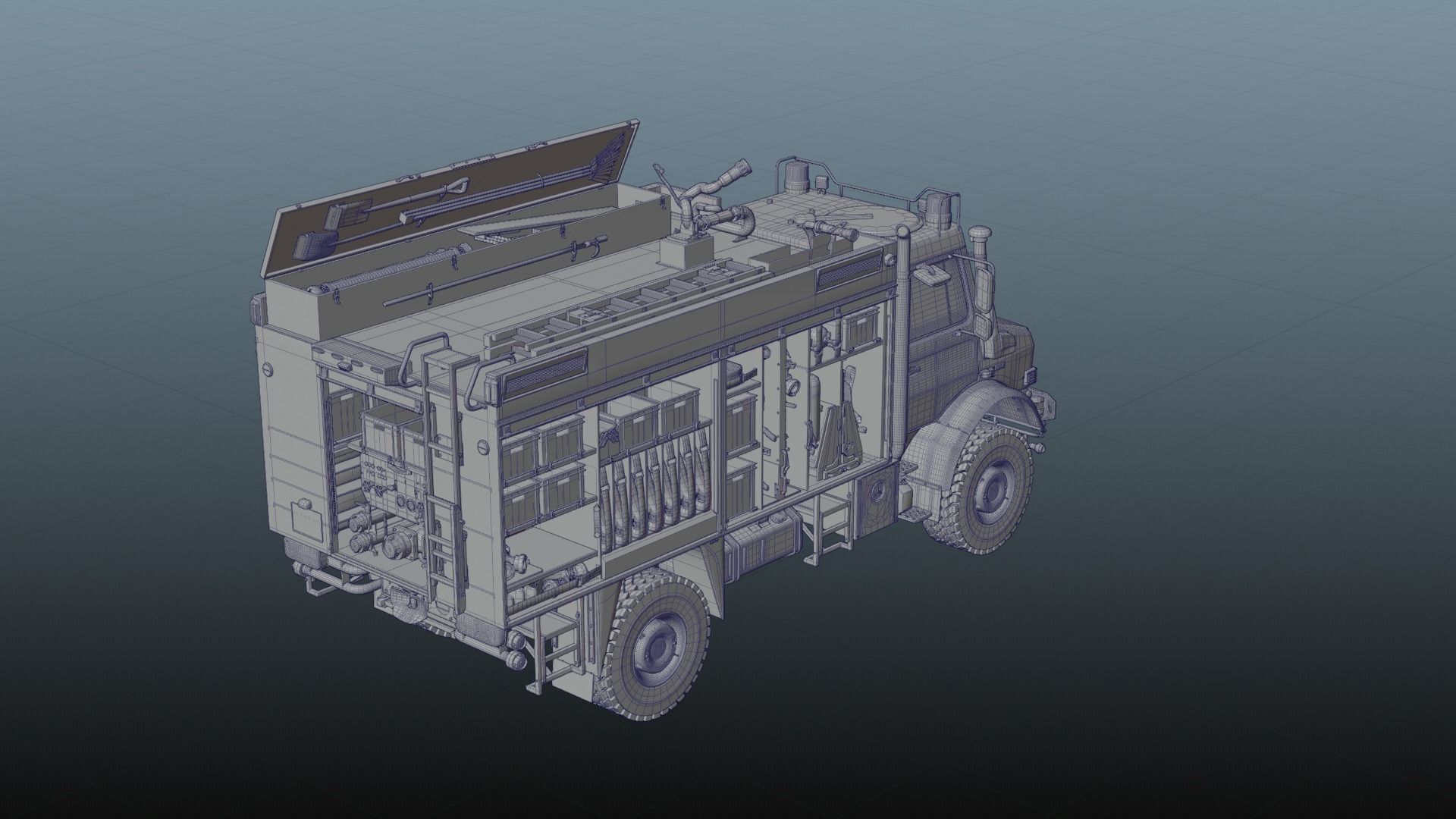 Unimog U5000 Schlingmann TLF3000 HQ Interior 3D model | CGTrader