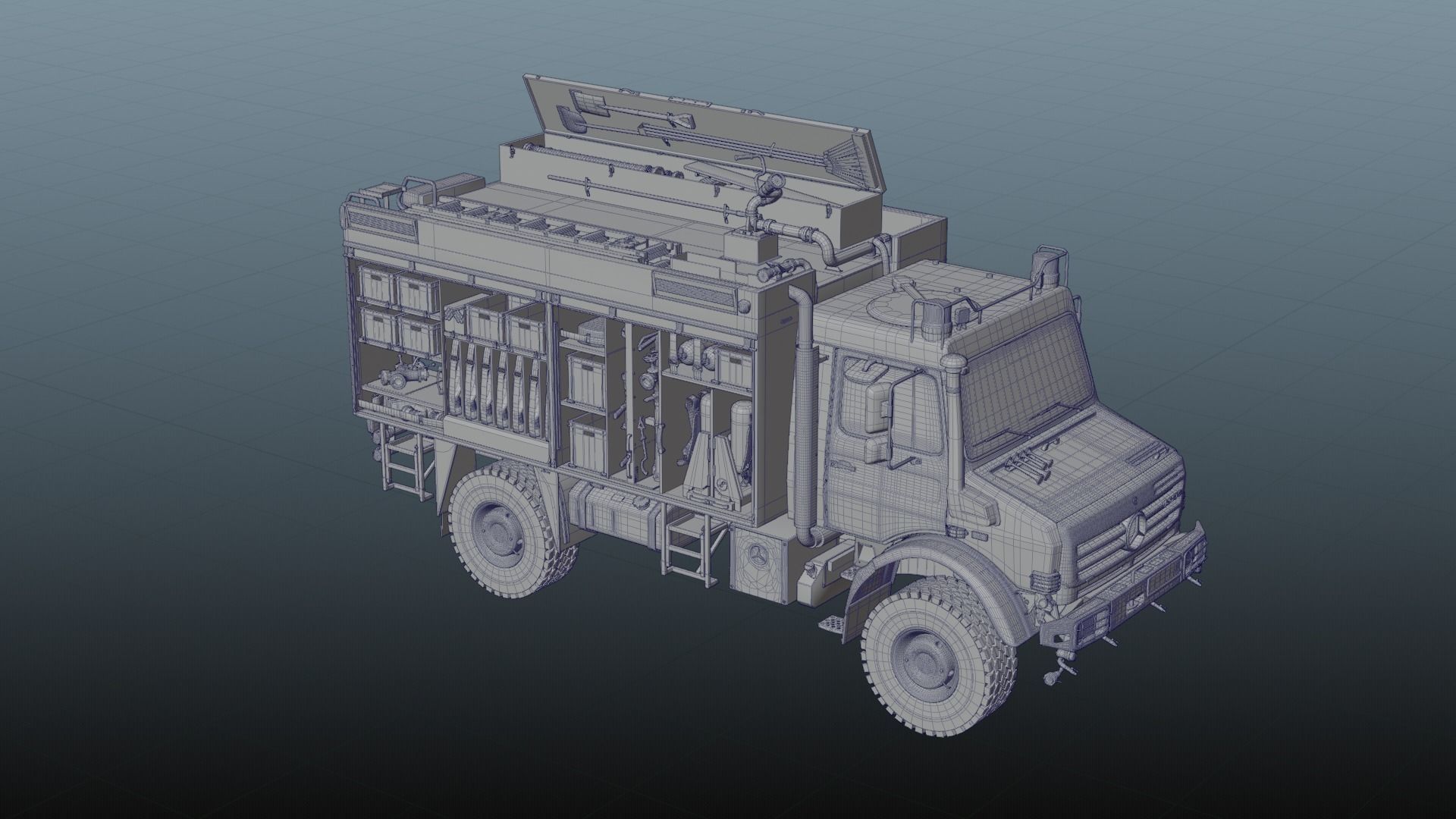 Unimog U5000 Schlingmann TLF3000 HQ Interior 3D model | CGTrader