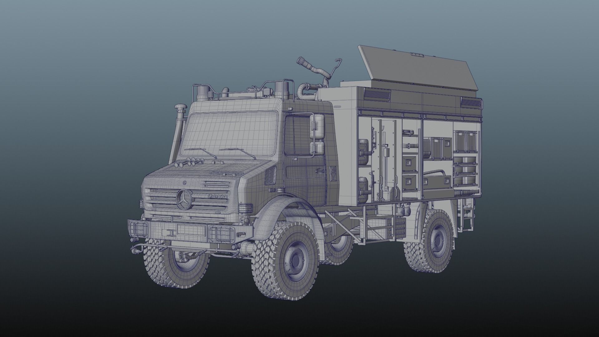 Unimog U5000 Schlingmann TLF3000 HQ Interior 3D model | CGTrader