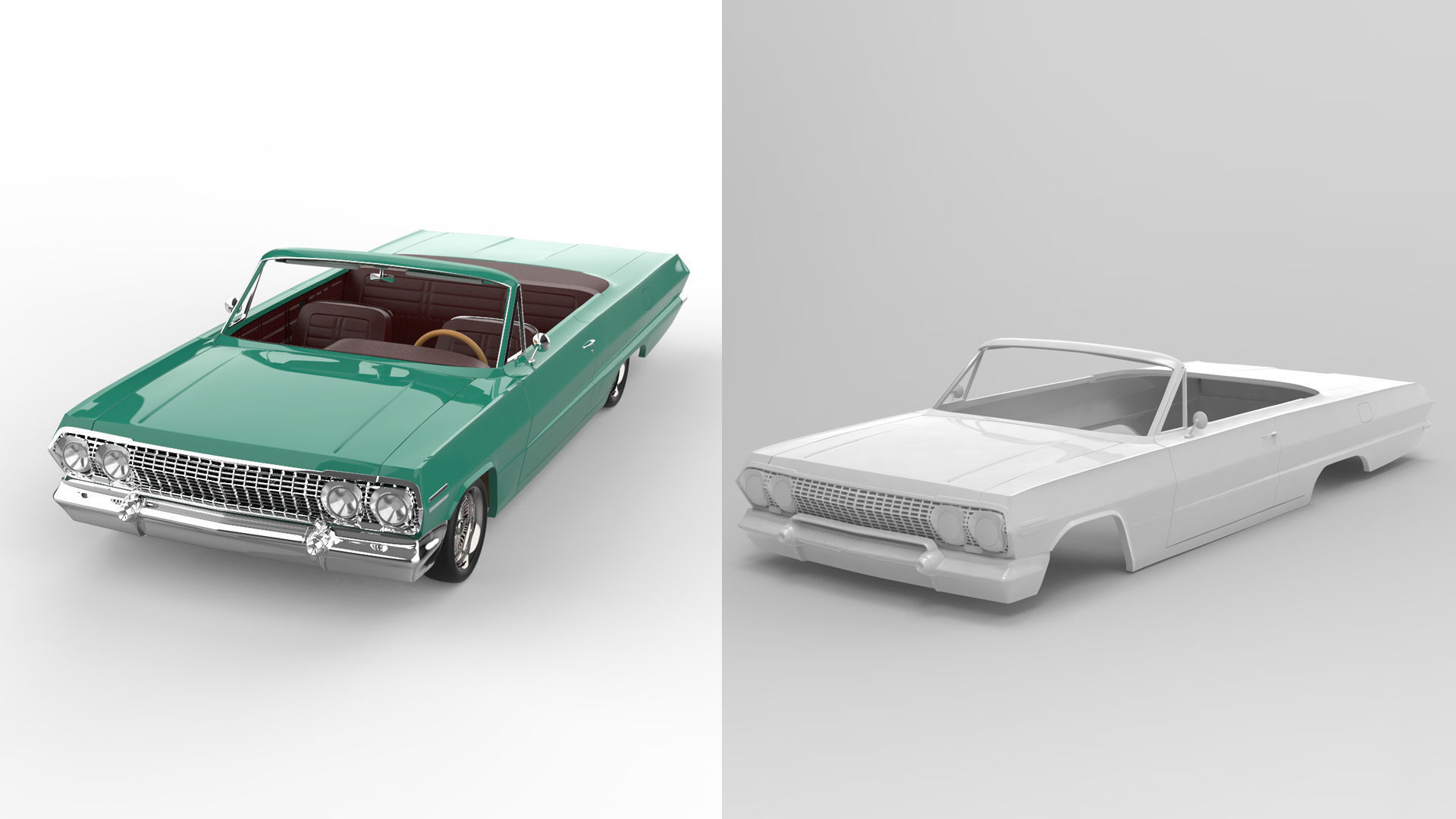 Chevrolet Impala 1963 2 door open top 3D model 3D printable | CGTrader